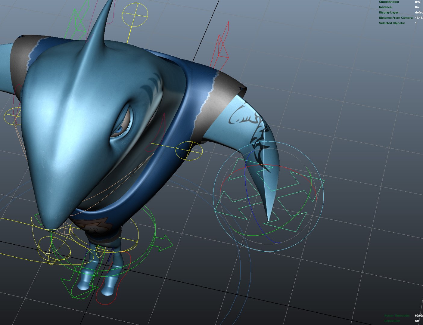 3d cartoon shark character rigged model