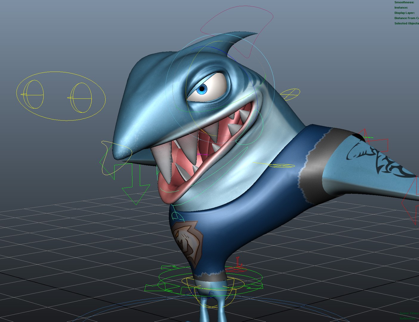 3d cartoon shark character rigged model