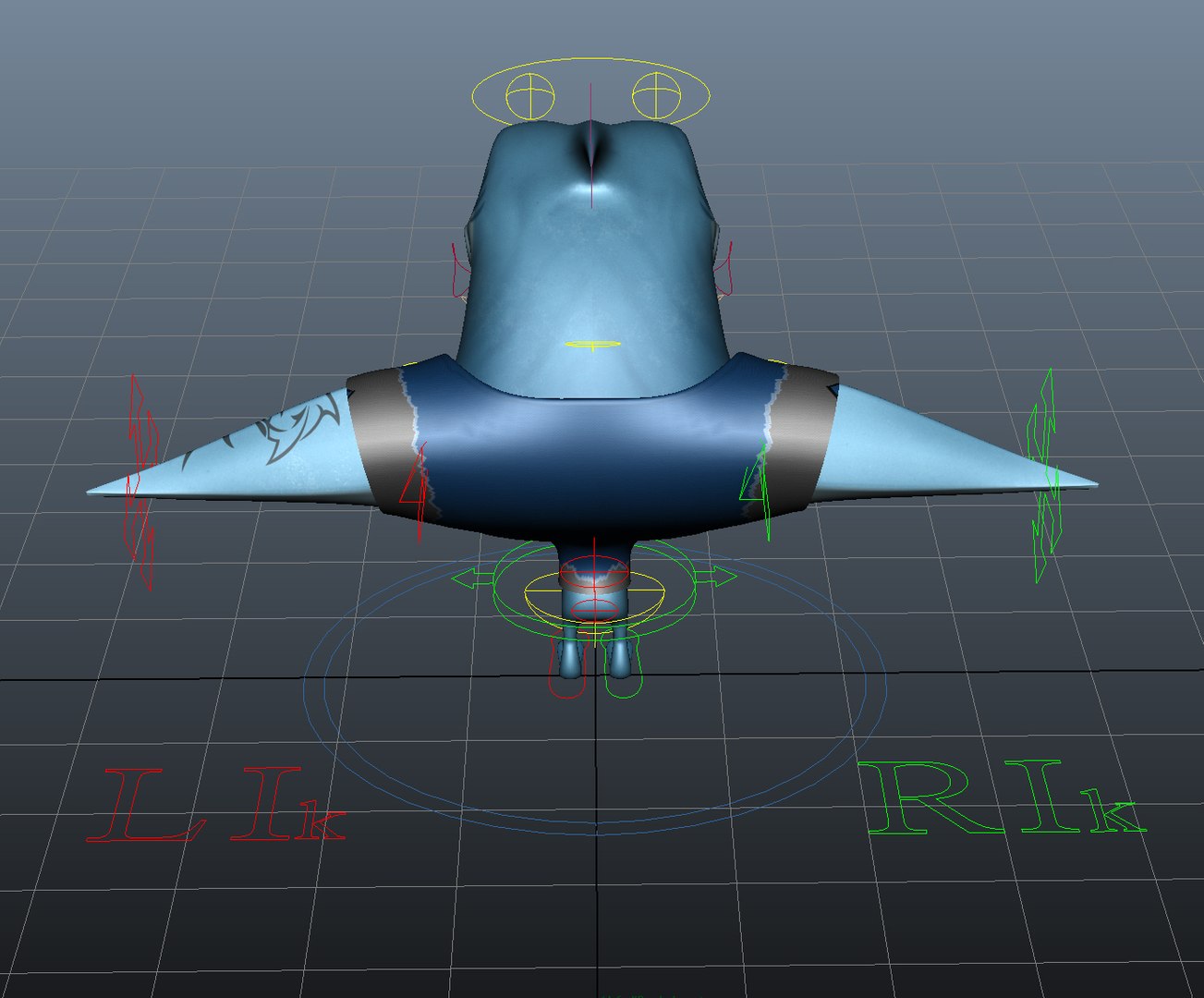 3d cartoon shark character rigged model