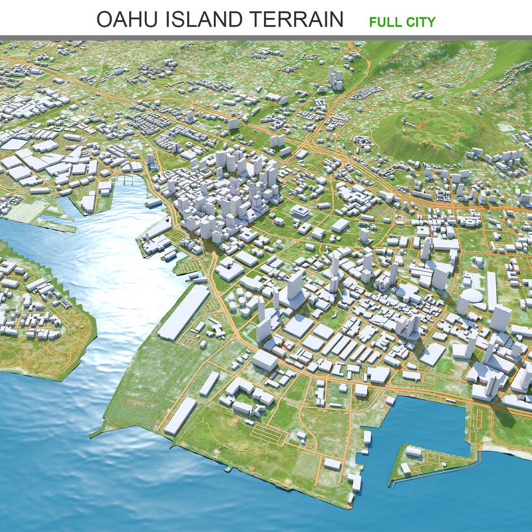3D Oahu Island Terrain - TurboSquid 2042520