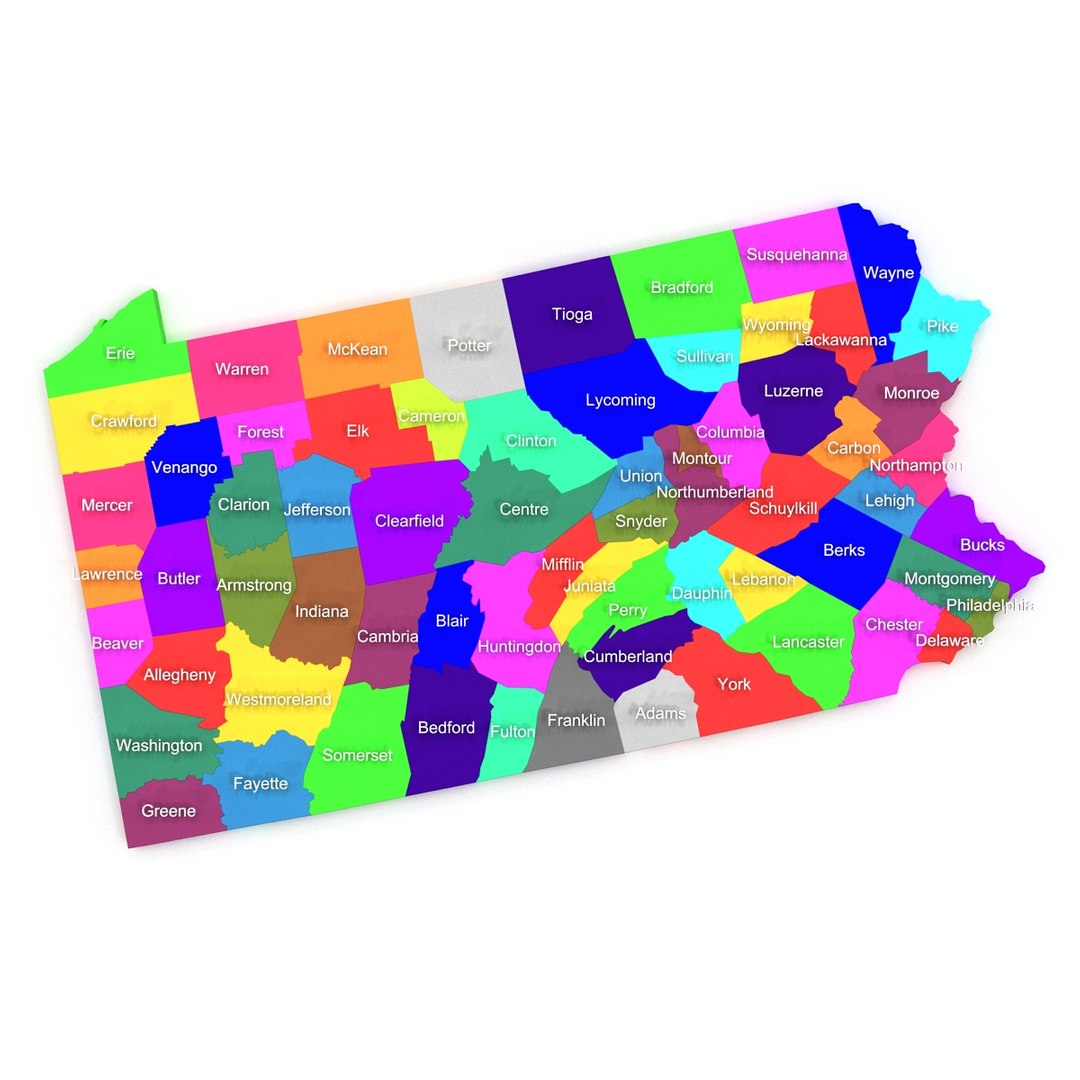 Pennsylvania Counties 3d Model