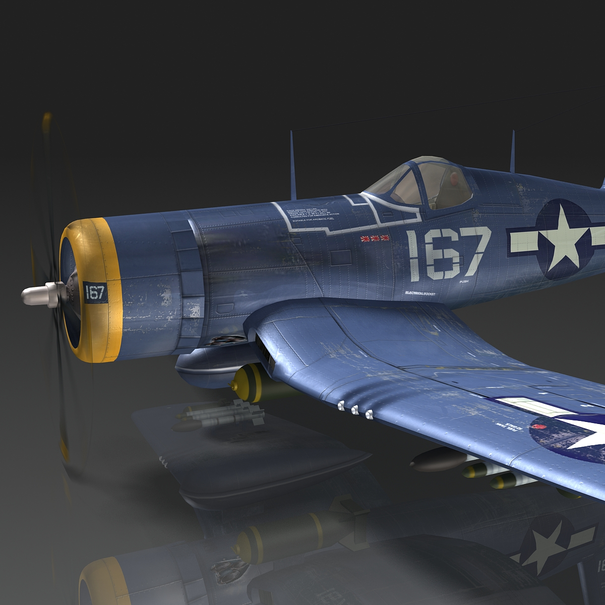 vought f4u corsair 3d model