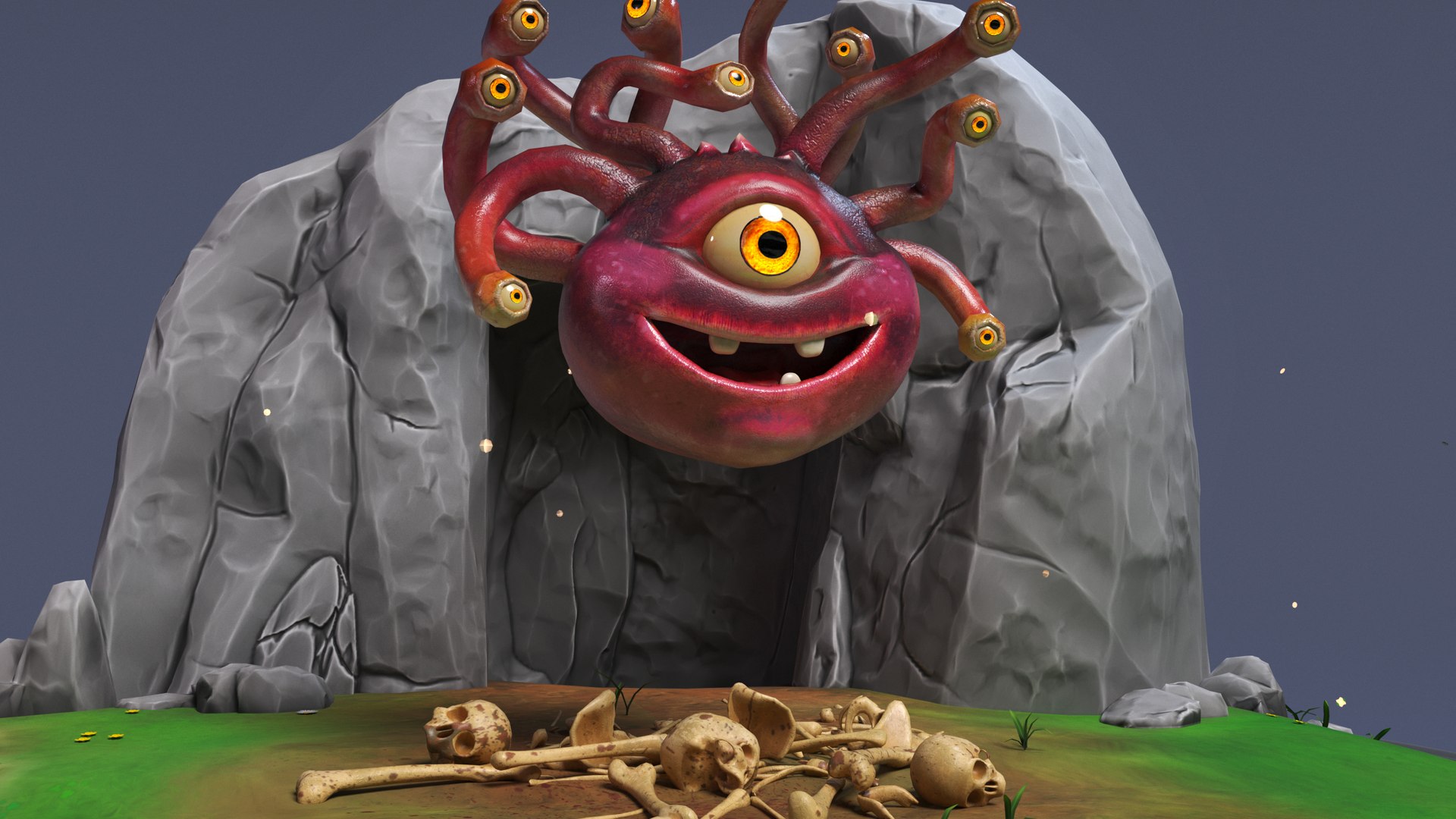 Stylized Cute Beholder Diorama 3D Model - TurboSquid 1732448