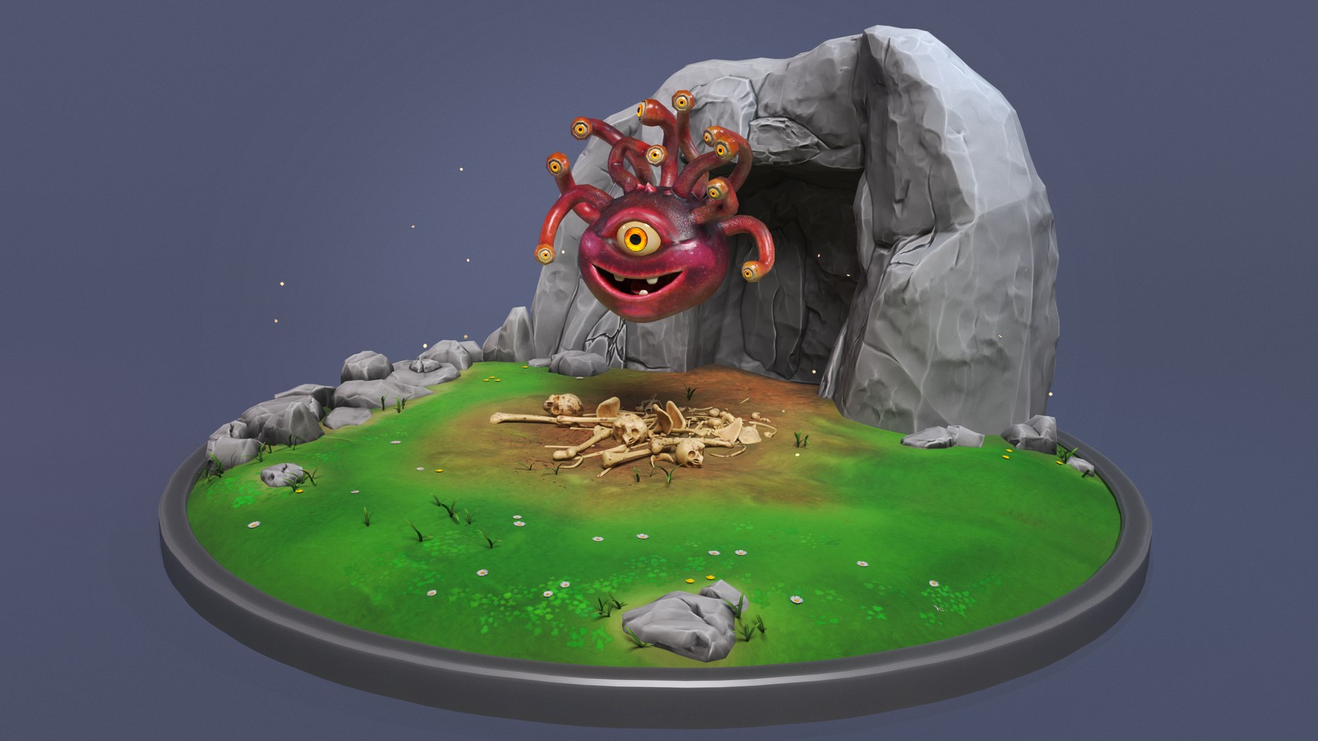 Stylized Cute Beholder Diorama 3D Model - TurboSquid 1732448