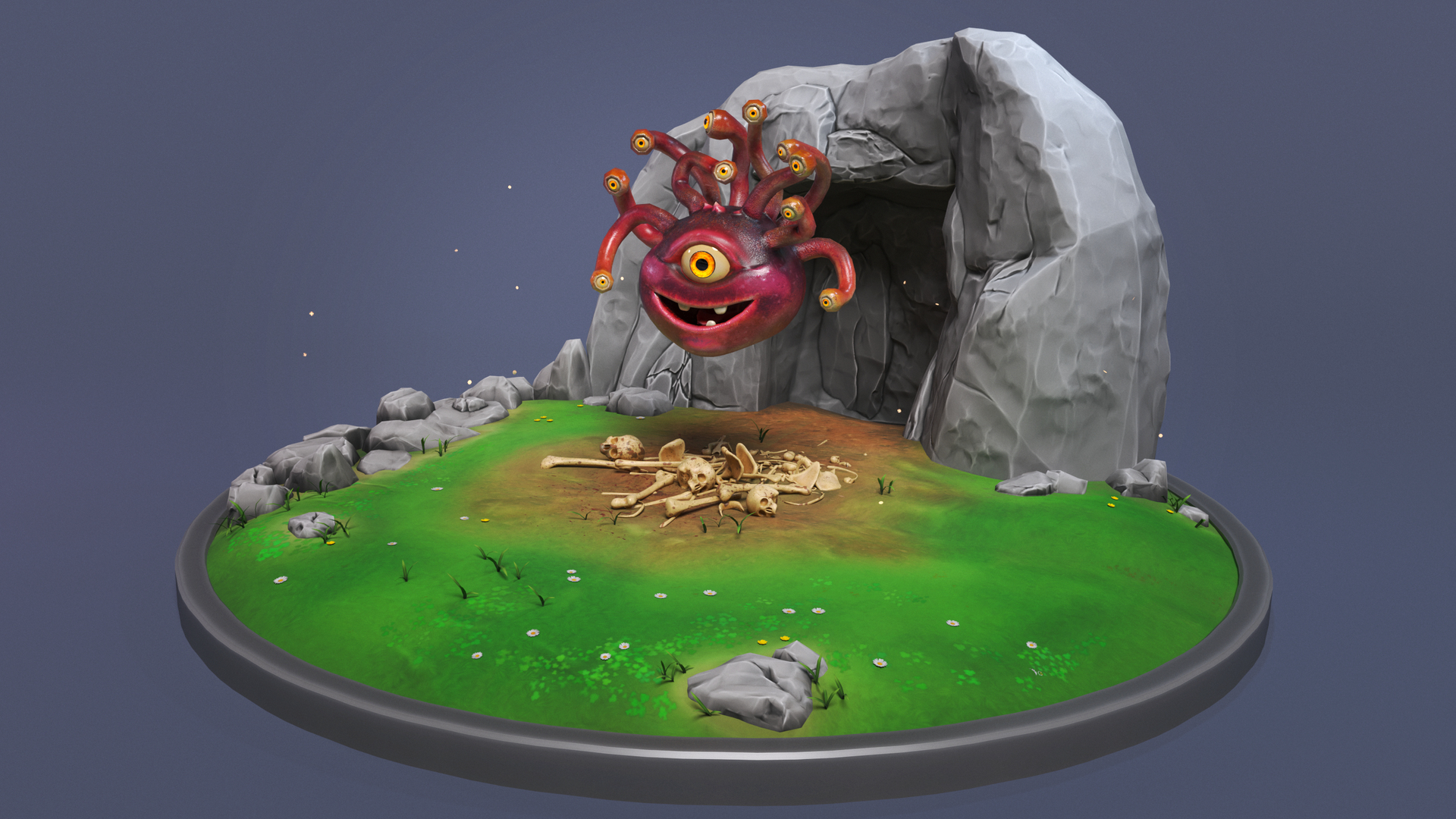 Stylized Cute Beholder Diorama 3D model - TurboSquid 1732448