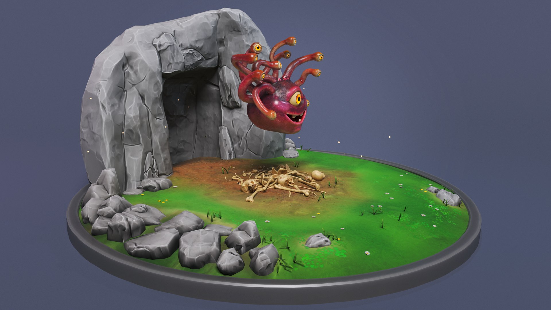Stylized Cute Beholder Diorama 3D Model - TurboSquid 1732448