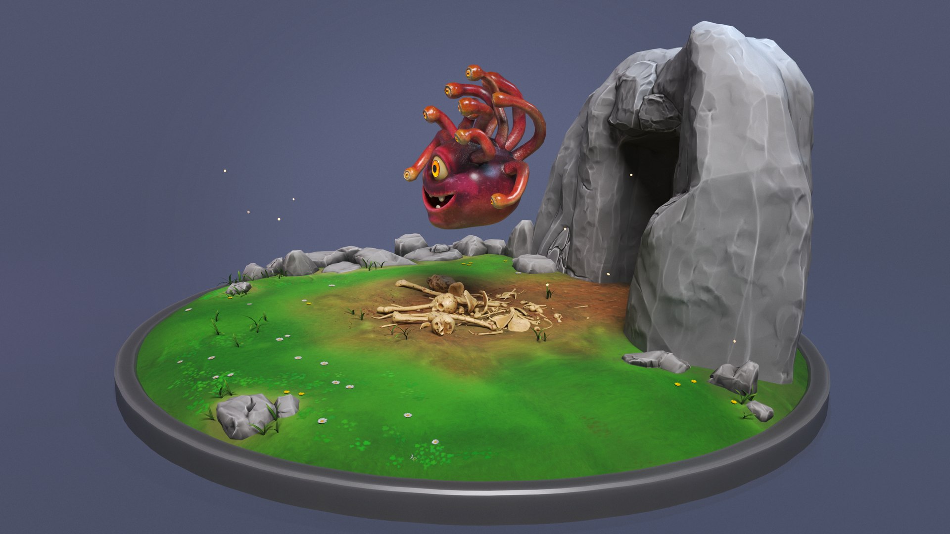 Stylized Cute Beholder Diorama 3D Model - TurboSquid 1732448