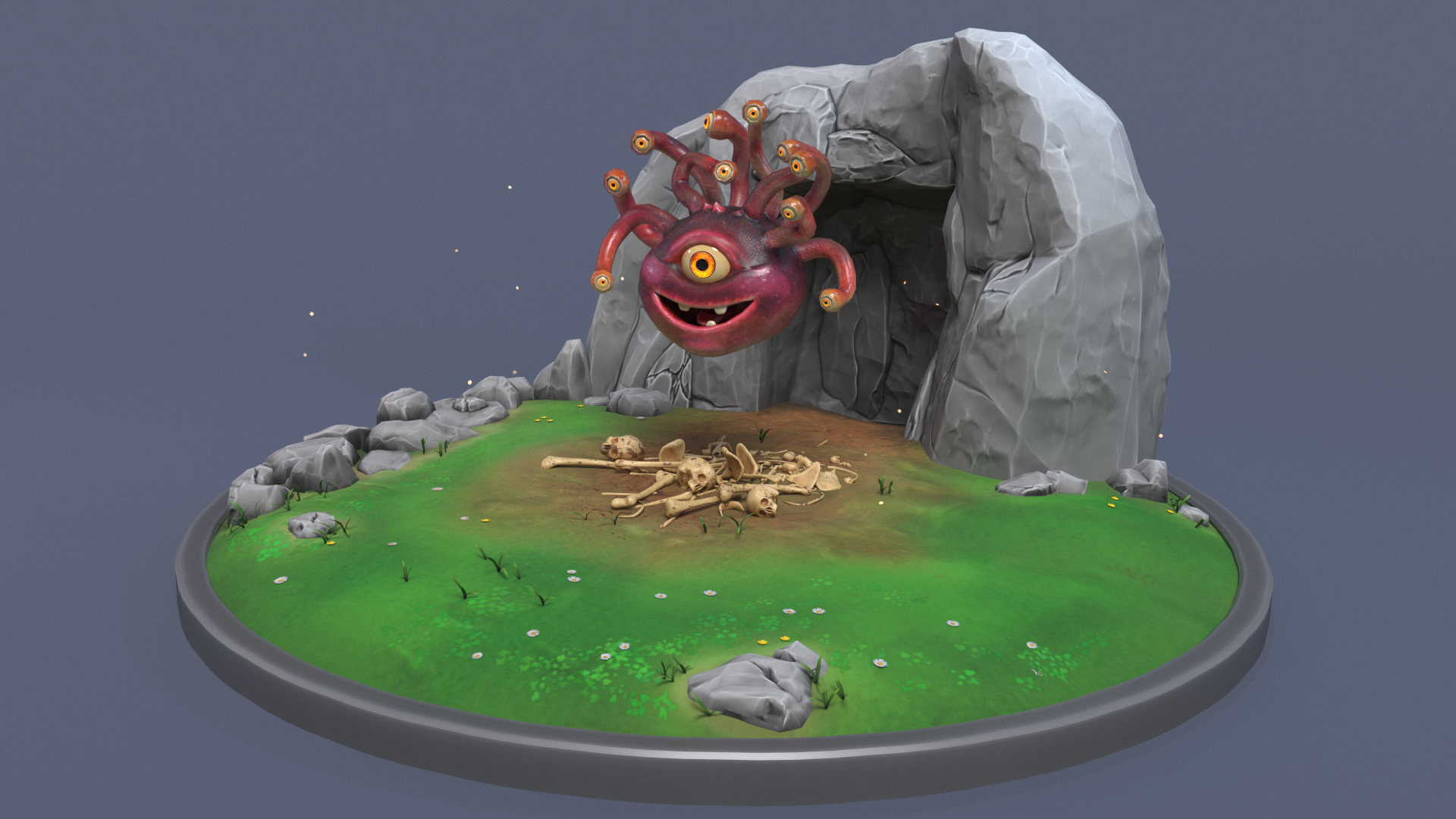 Stylized Cute Beholder Diorama 3D Model - TurboSquid 1732448