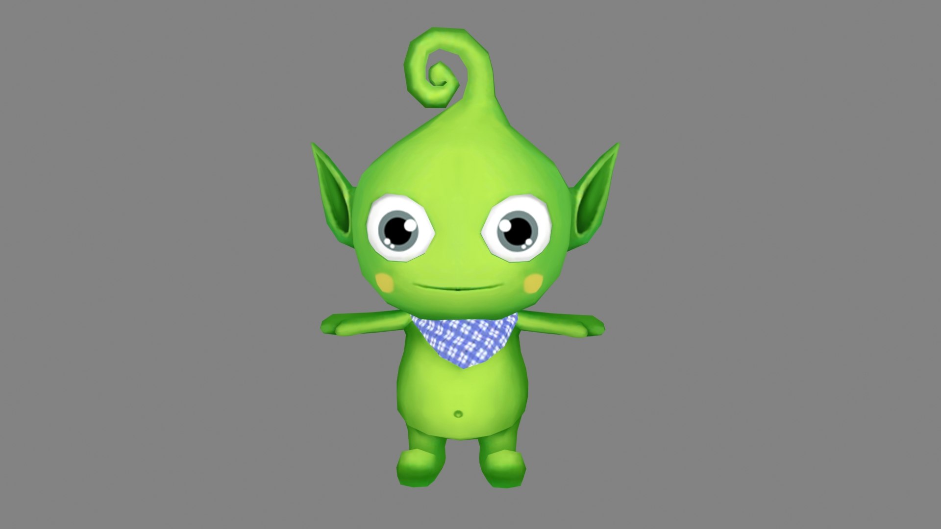 Cartoon Alien Baby - Green Mascot Model - TurboSquid 2268542