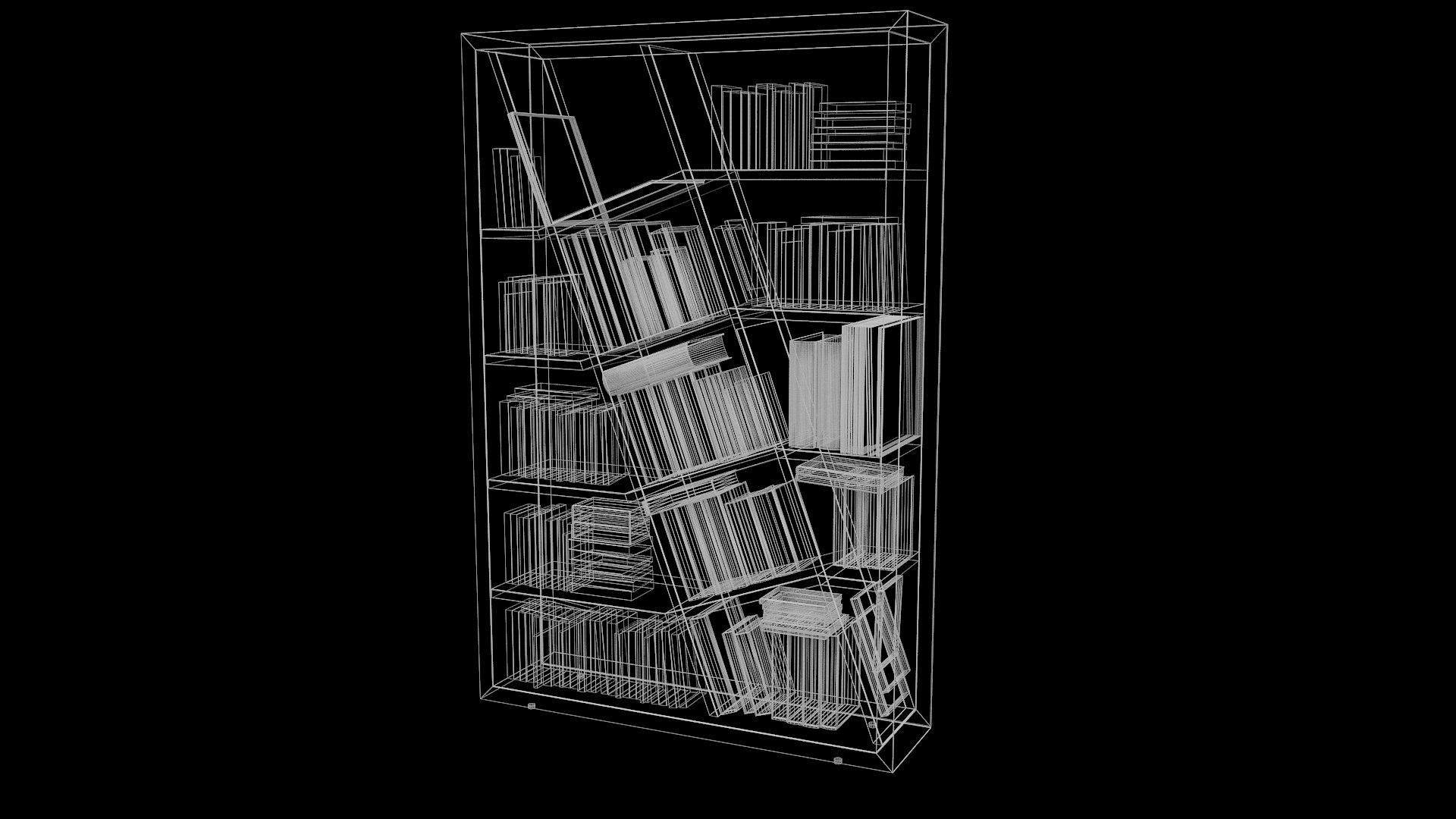 3D Bookshelf In Center Slanted With Books 1 Model - TurboSquid 1867524