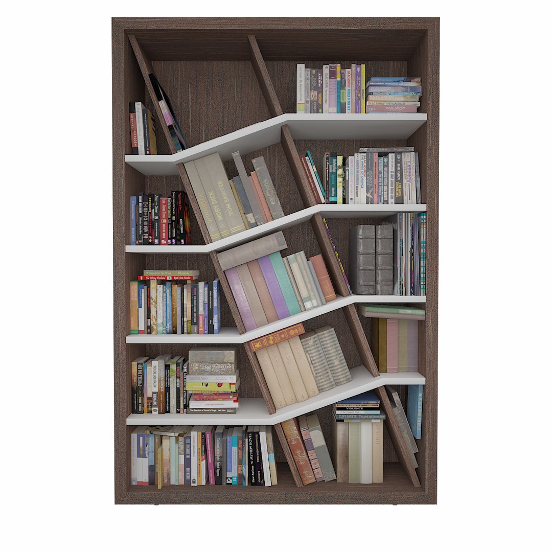 3D Bookshelf In Center Slanted With Books 1 Model - TurboSquid 1867524
