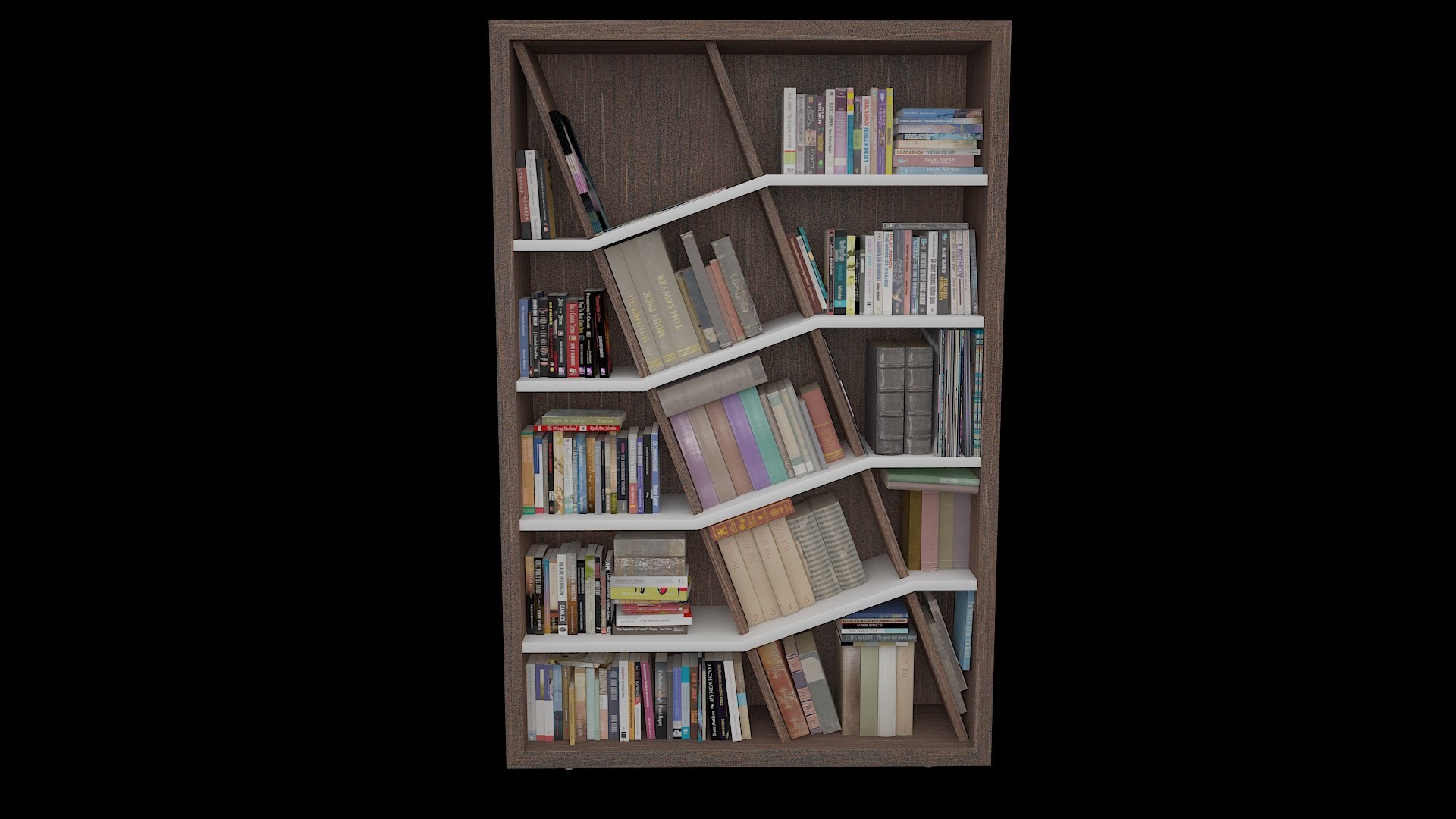 3D Bookshelf In Center Slanted With Books 1 Model - TurboSquid 1867524