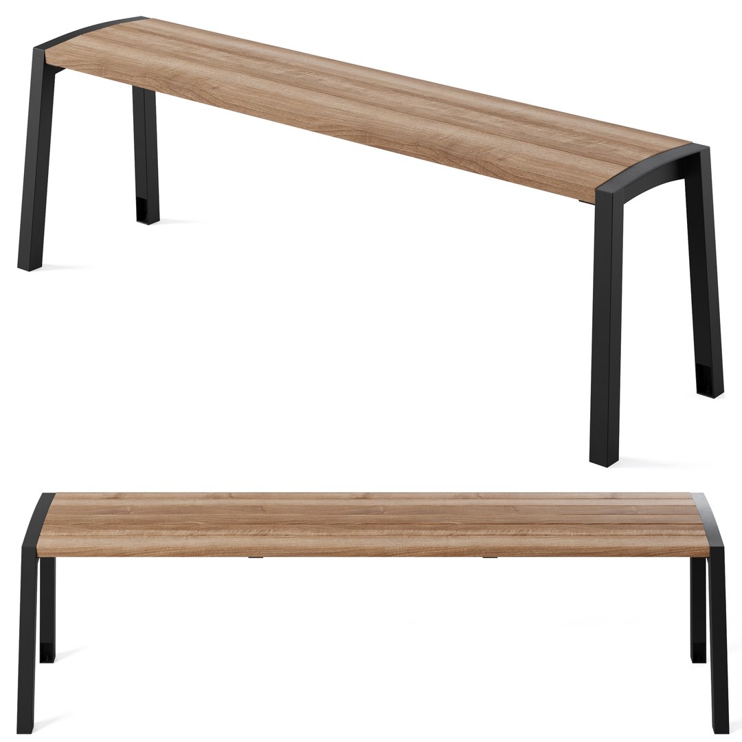 3D Vera Park Benches With Litter Bin Crystal By Mmcite Model ...