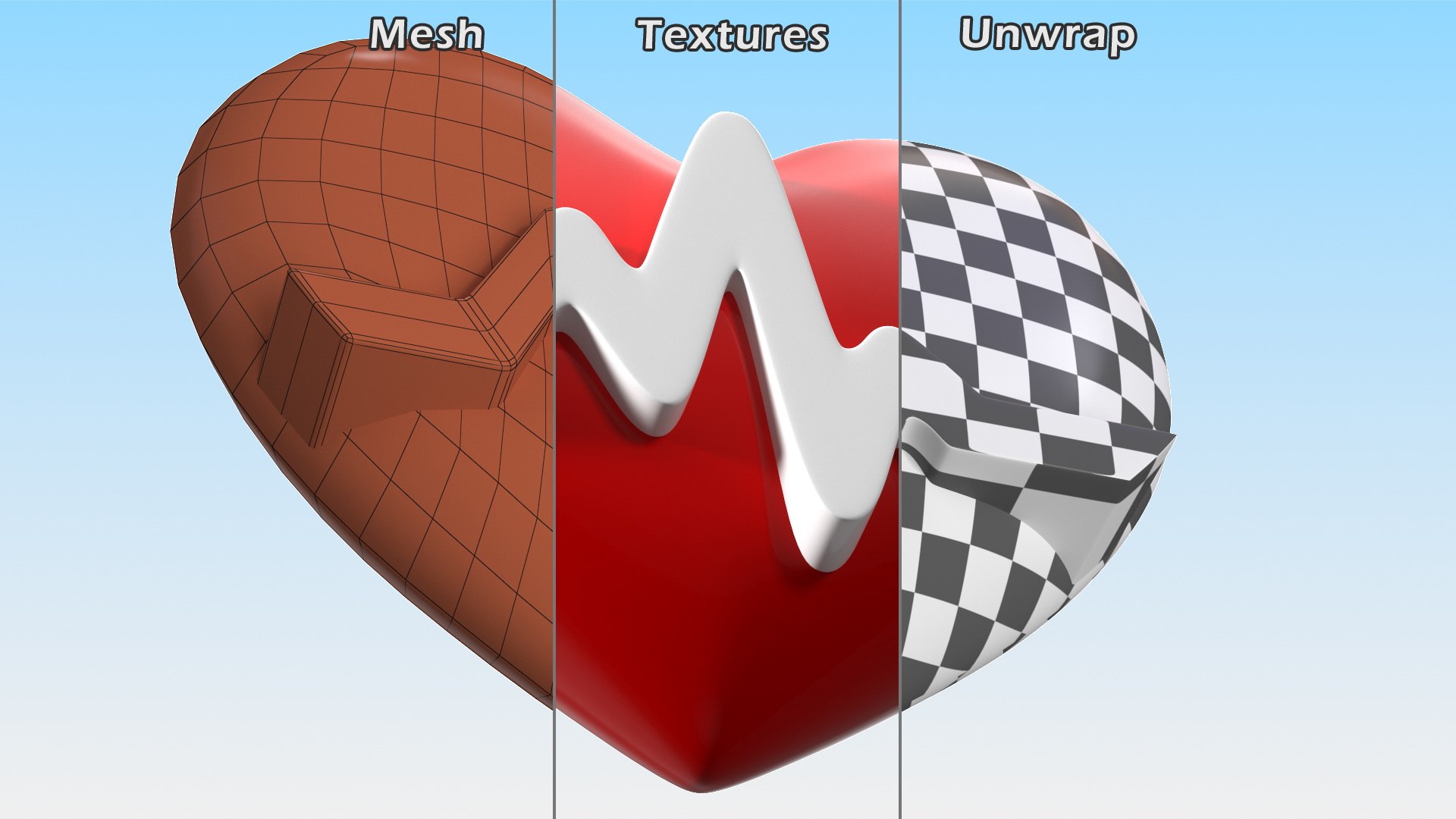 Heart with Heartbeat Line 3D model - TurboSquid 1799370