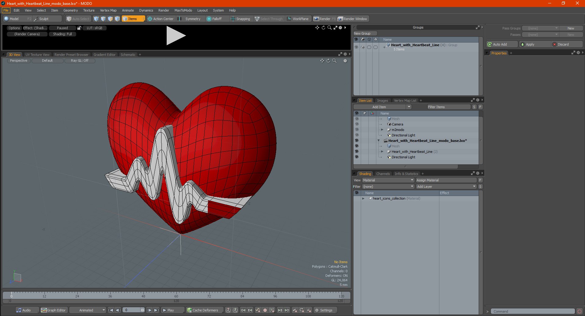 Heart with Heartbeat Line 3D model - TurboSquid 1799370