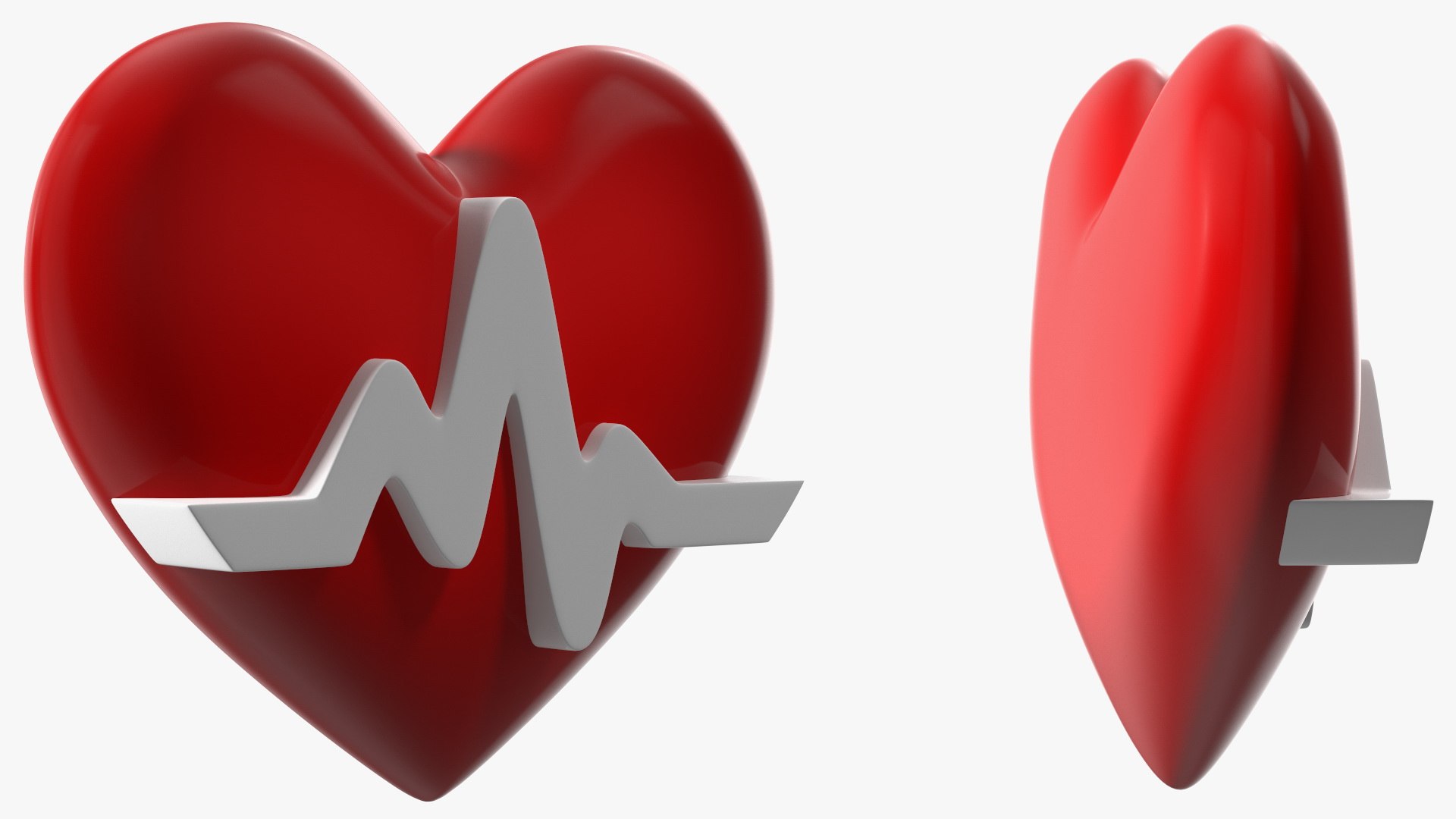 Heart with Heartbeat Line 3D model - TurboSquid 1799370