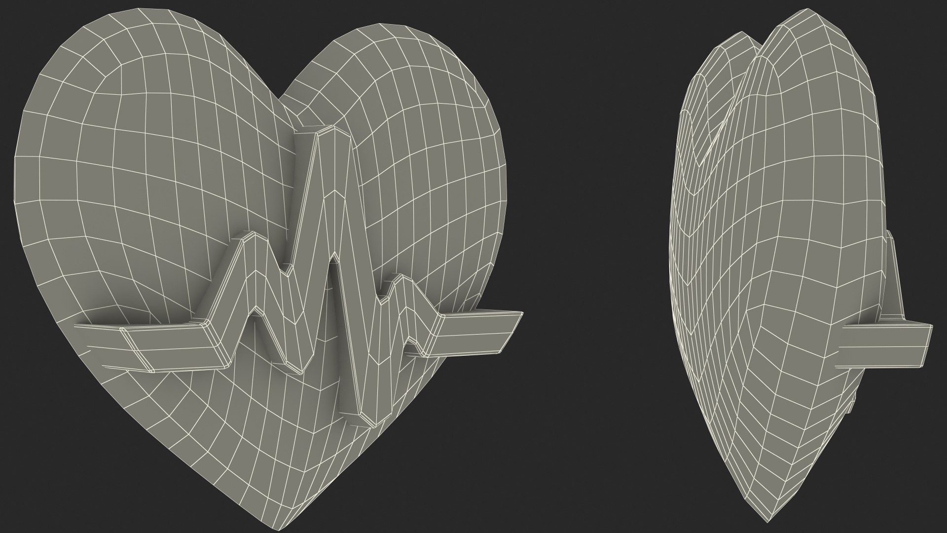 Heart with Heartbeat Line 3D model - TurboSquid 1799370