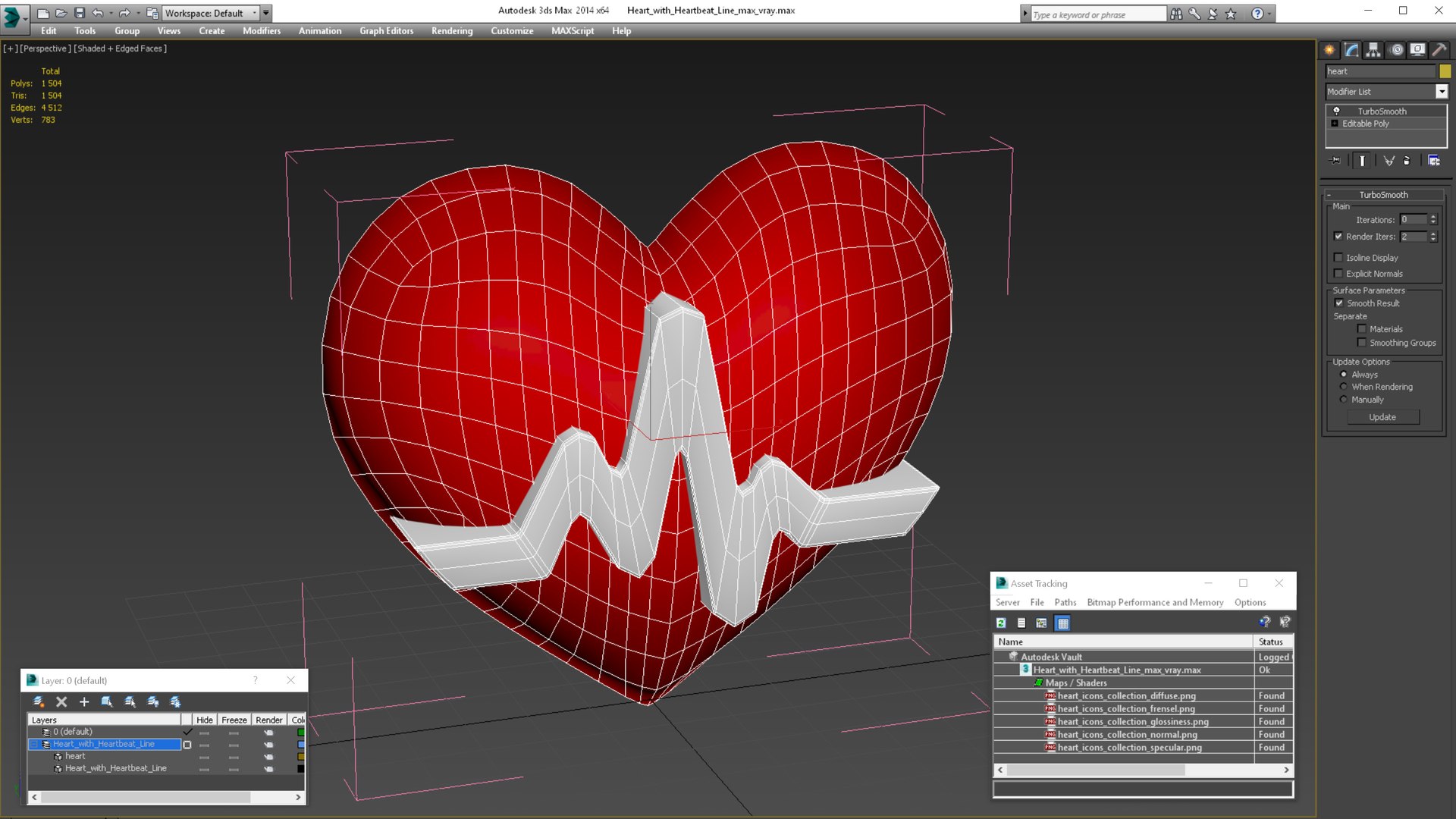 Heart with Heartbeat Line 3D model - TurboSquid 1799370