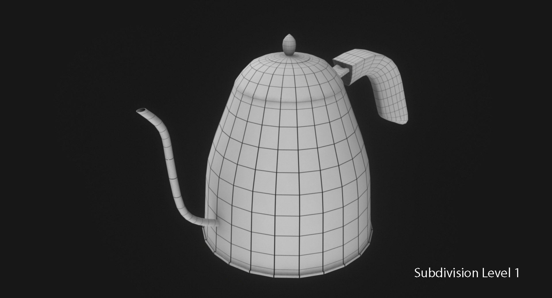 3d model of long spout pot tea