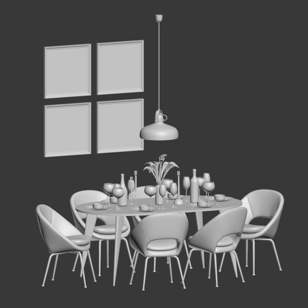 3D Model Dinning Set 30 Chair - TurboSquid 1574326
