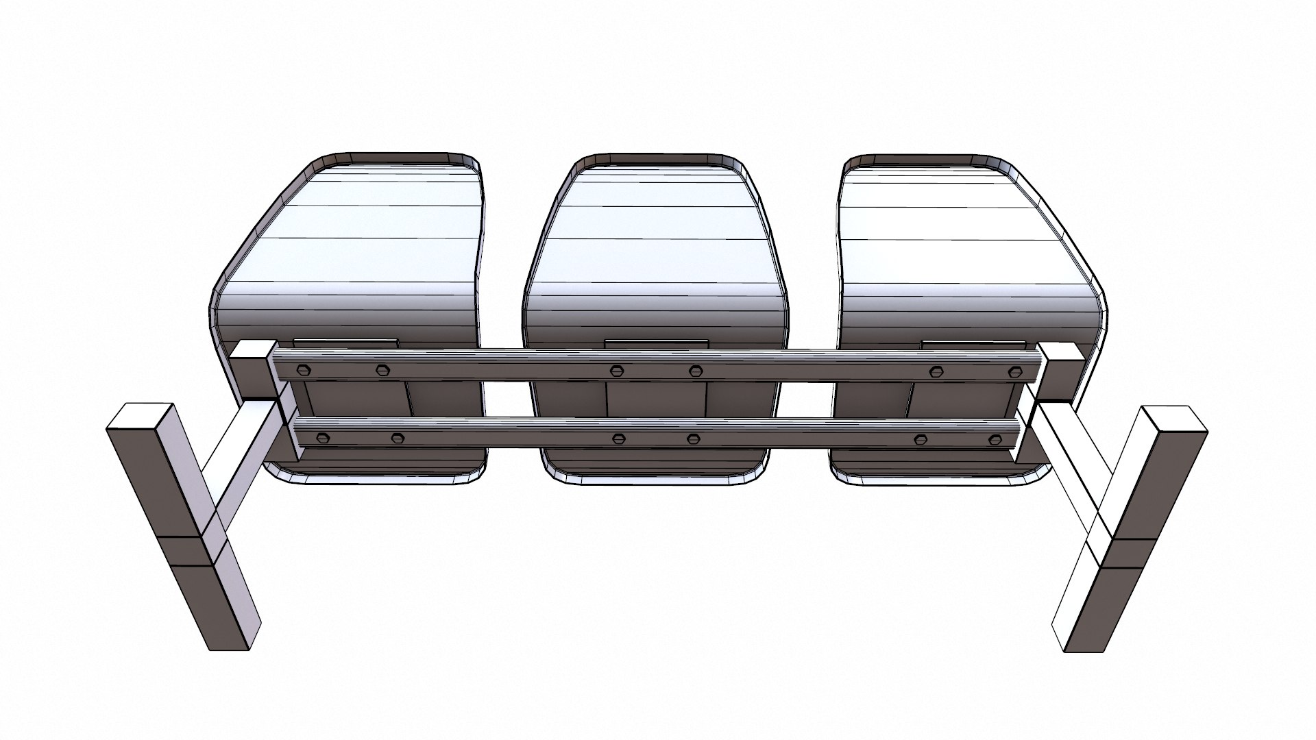 3D Model Old Waiting Chairs Low-poly PBR - TurboSquid 2389929