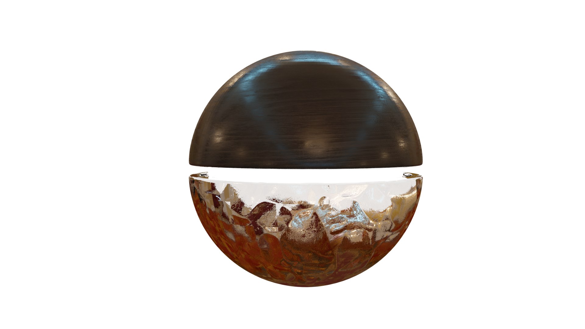 3D Modern Half Style Sphere Wooden And Metallic Futuristic Lamp ...