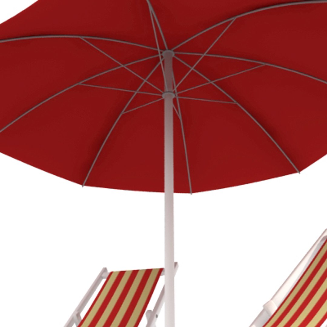 Deckchair Sun Umbrella 3d Model
