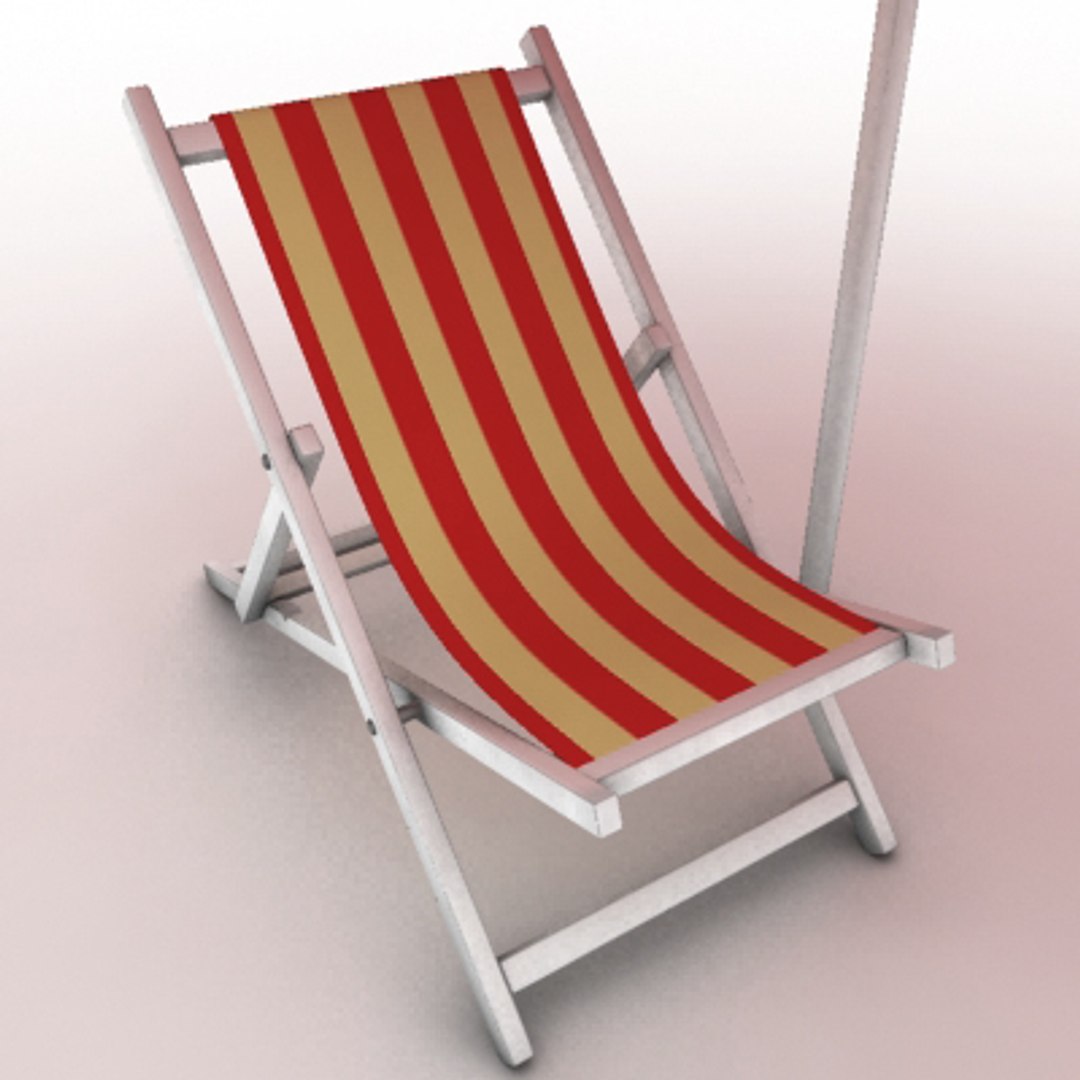 Deckchair Sun Umbrella 3d Model