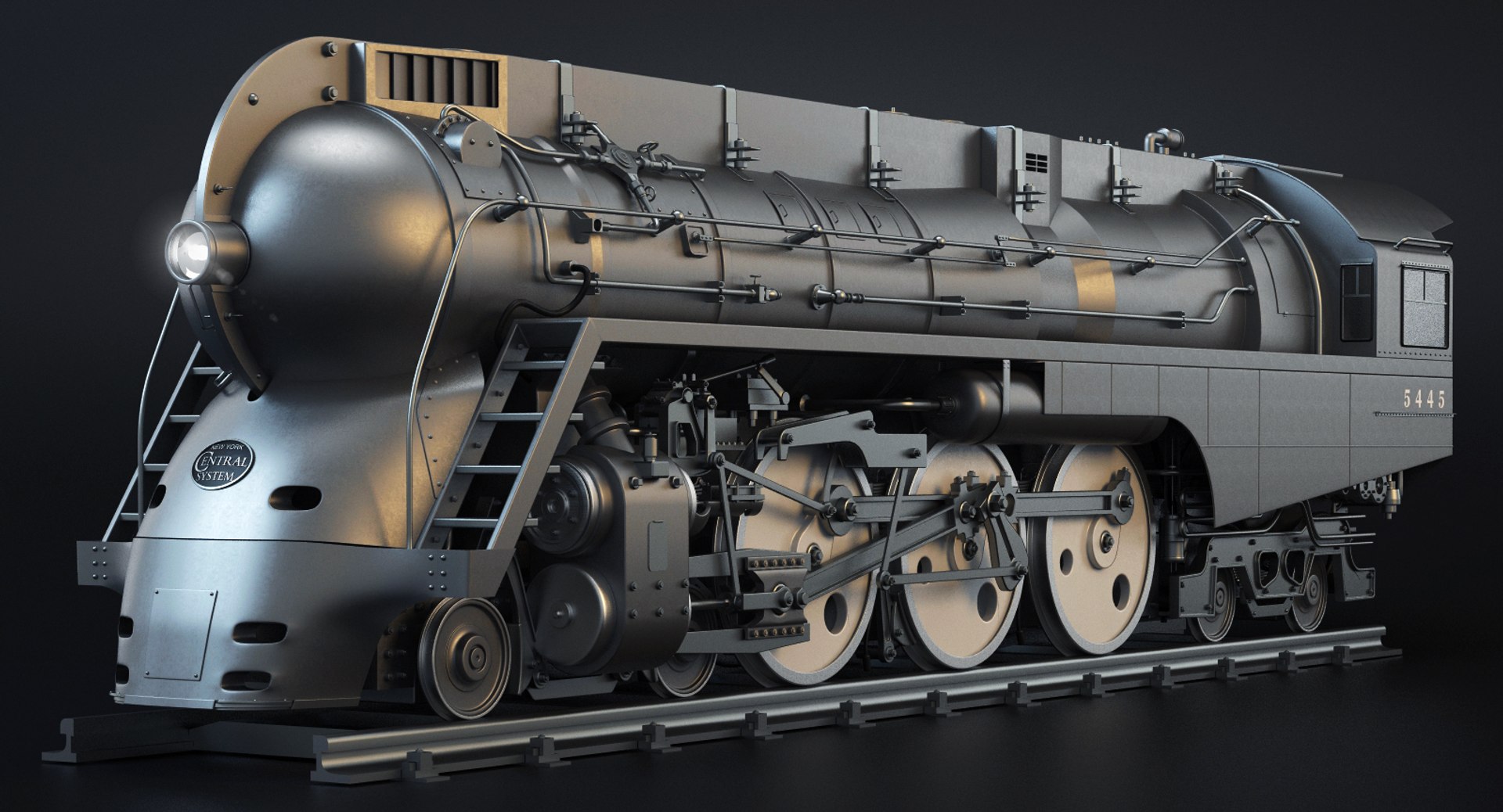 Dreyfuss Hudson Steam Locomotive 3d Model