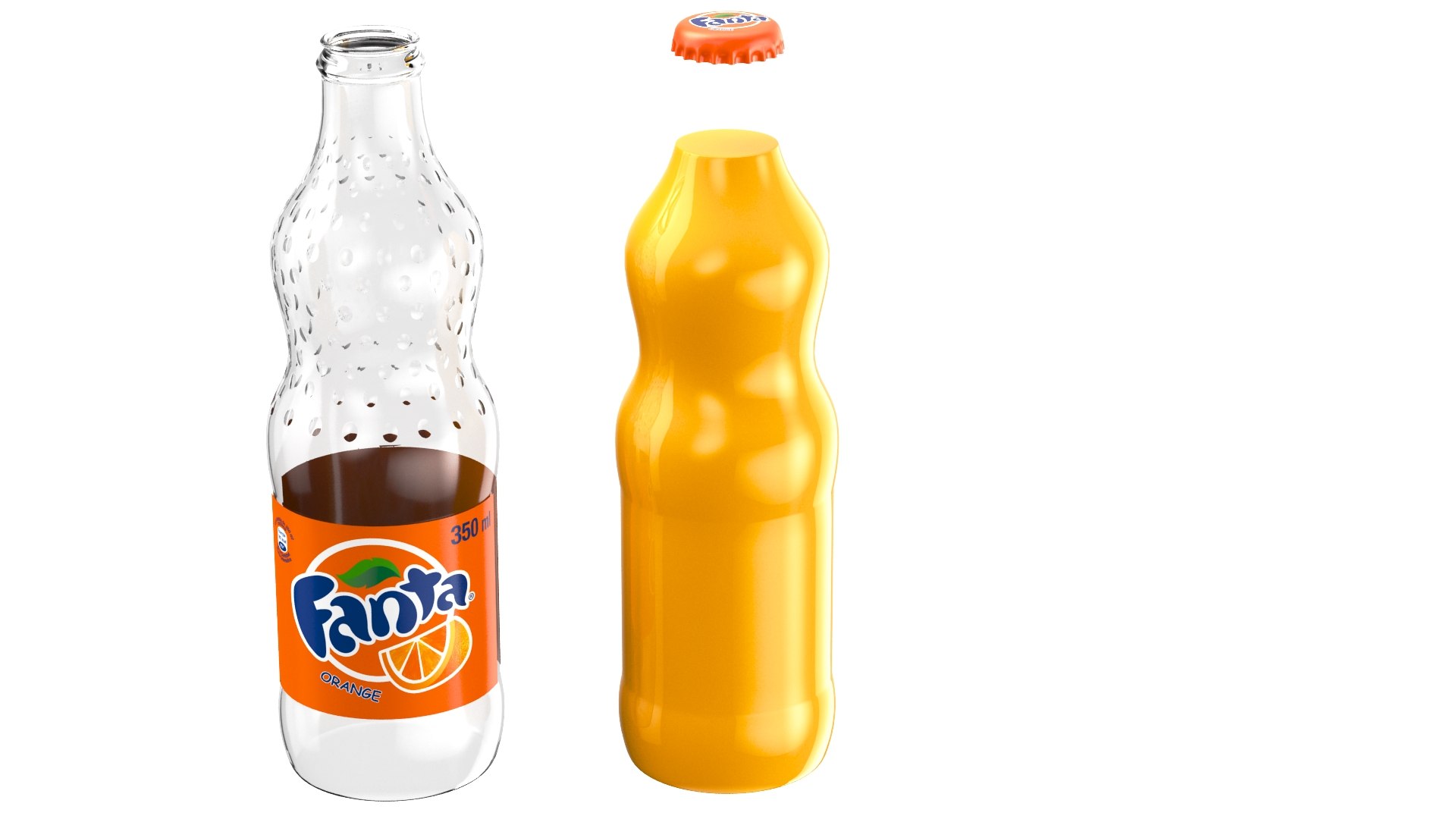 3D Model Fanta Glass Bottle - TurboSquid 1995689