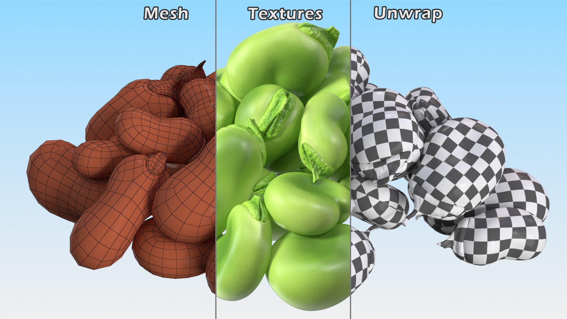 3D Pile Of Fresh Broad Beans - TurboSquid 1839424