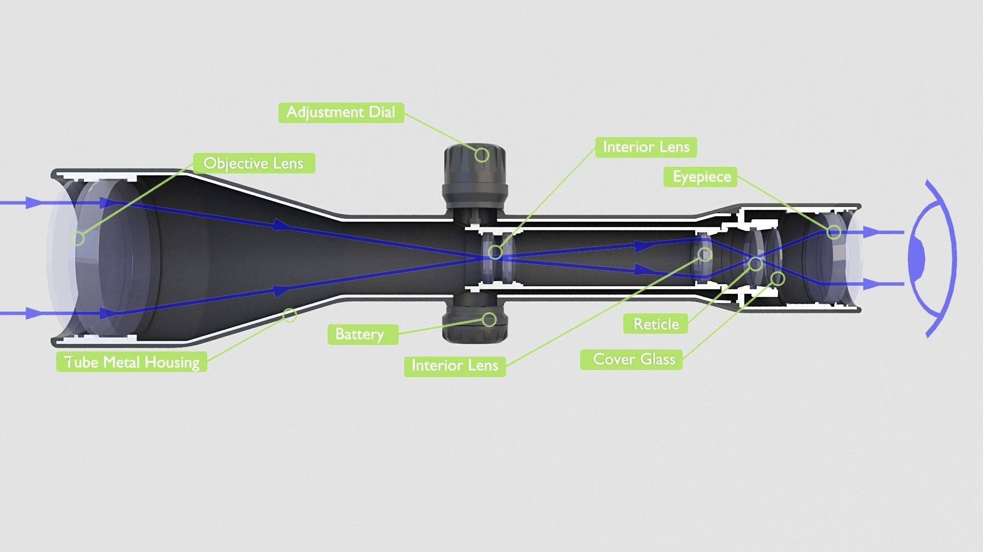 3D Model Rifle Spotting Scope Cross Section V10 - TurboSquid 2442327