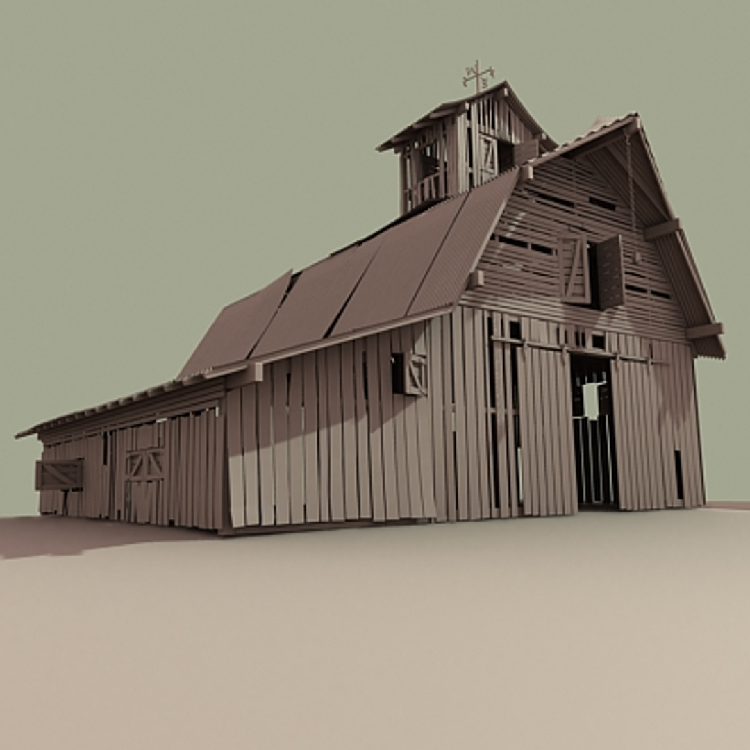 3d old wood barn