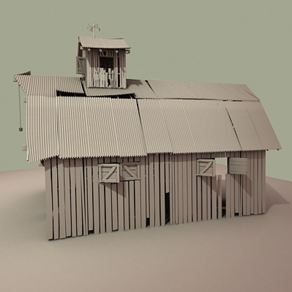 3d old wood barn