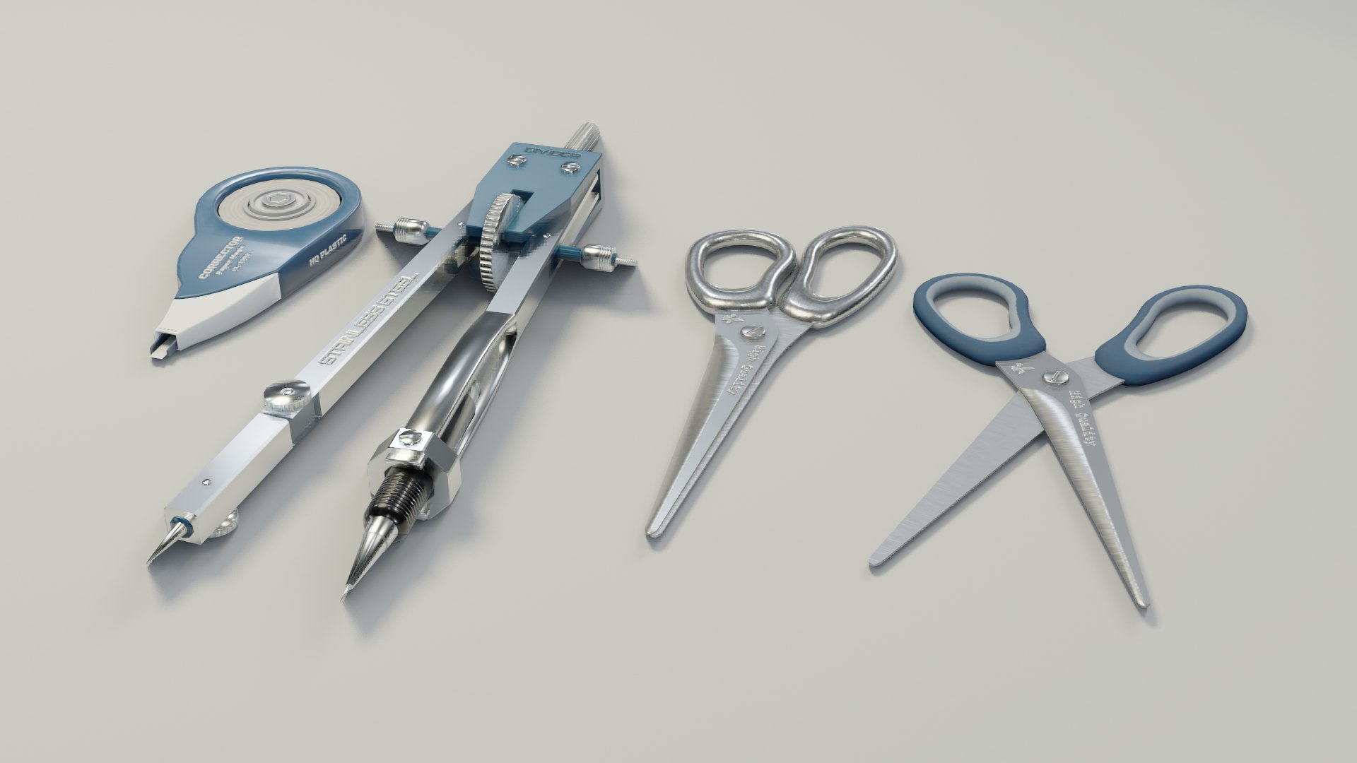 Scissors Divider Pen Corrector 3D - TurboSquid 1492108