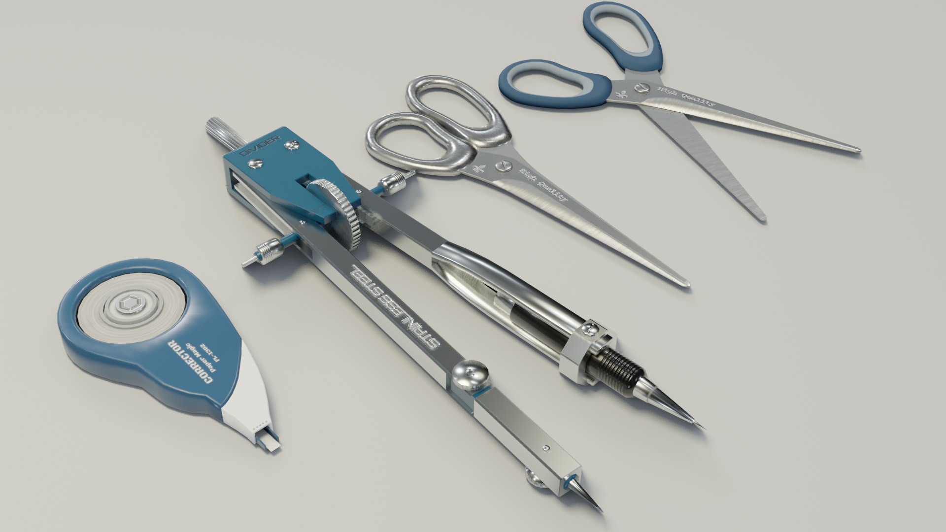 Scissors divider pen corrector 3D - TurboSquid 1492108