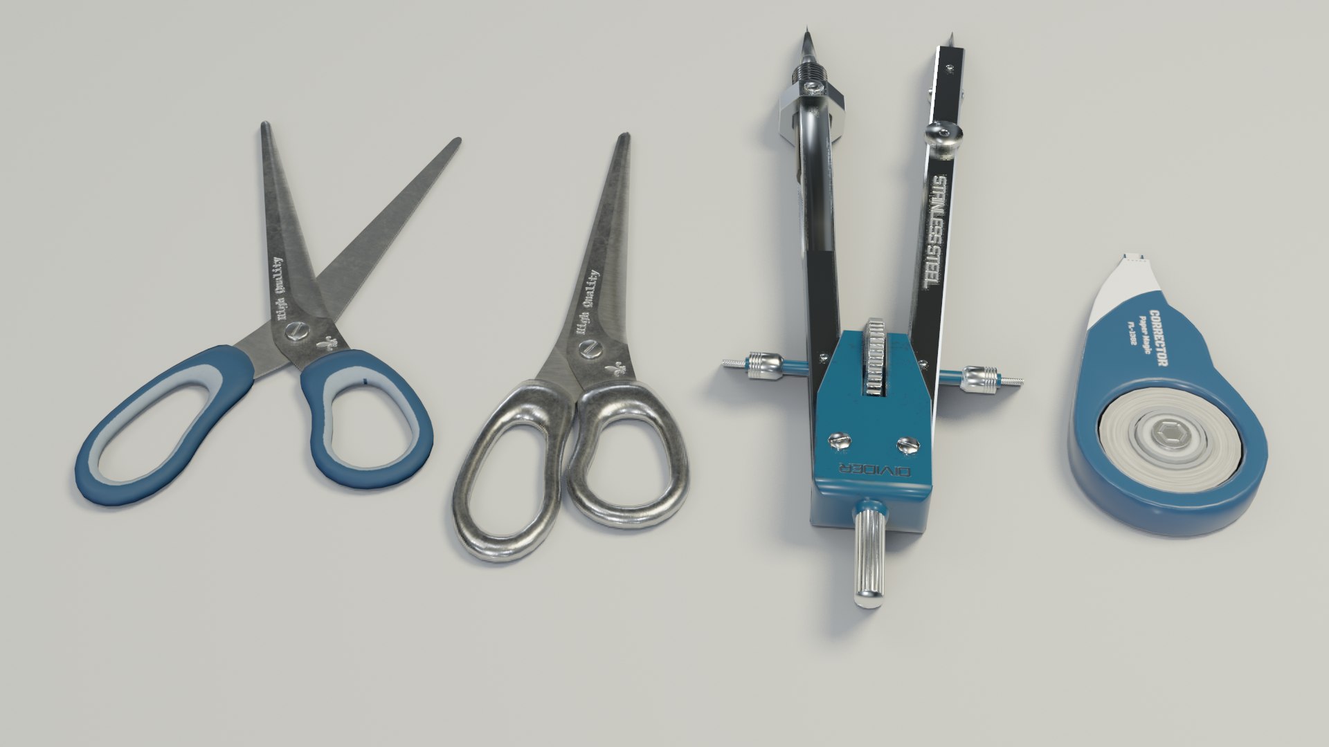 Scissors Divider Pen Corrector 3D - TurboSquid 1492108