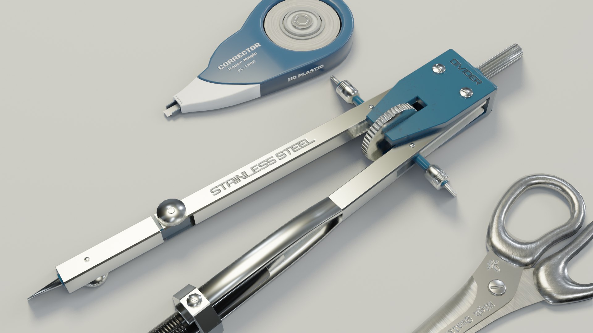 Scissors divider pen corrector 3D - TurboSquid 1492108