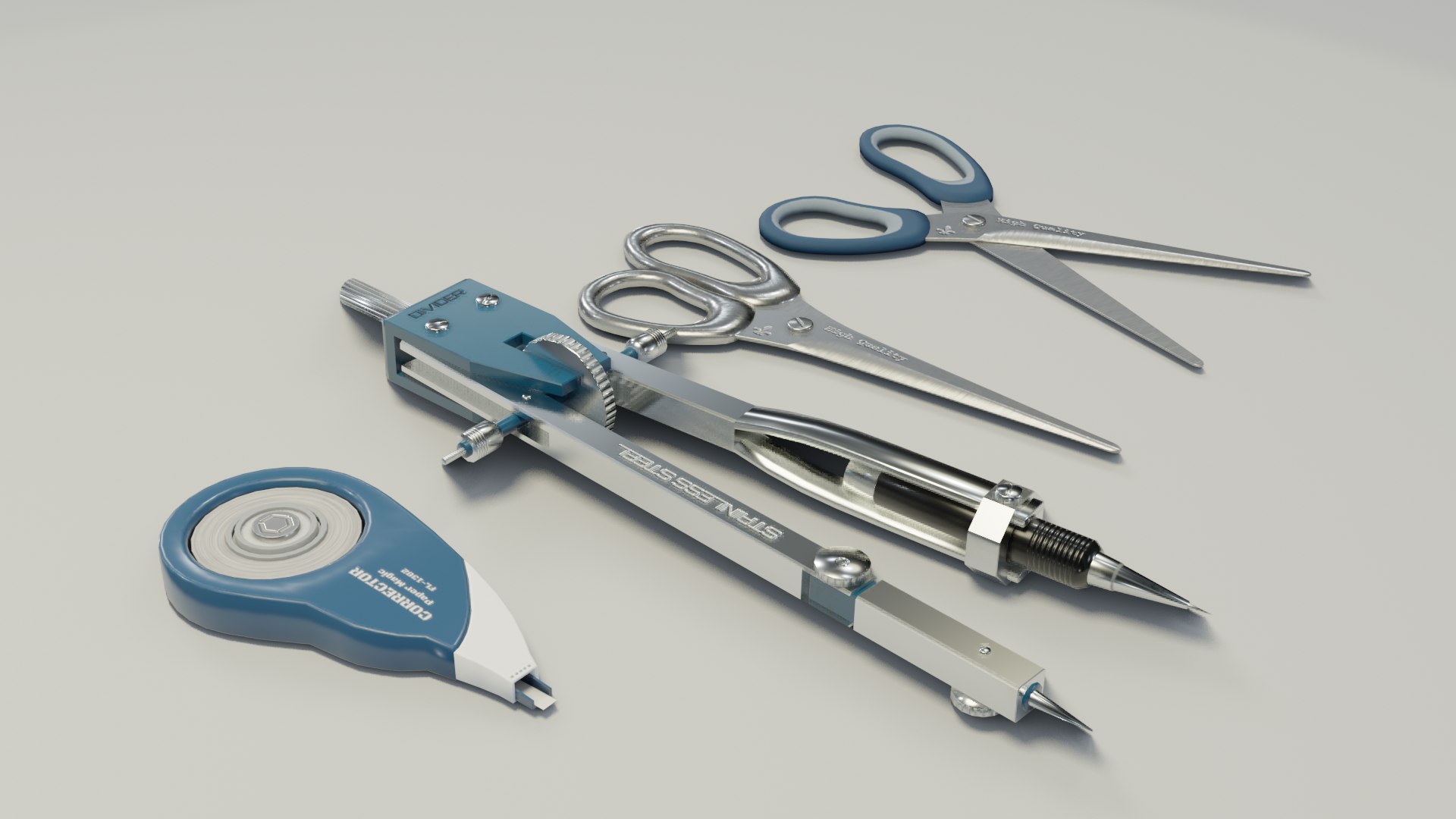 Scissors Divider Pen Corrector 3D - TurboSquid 1492108