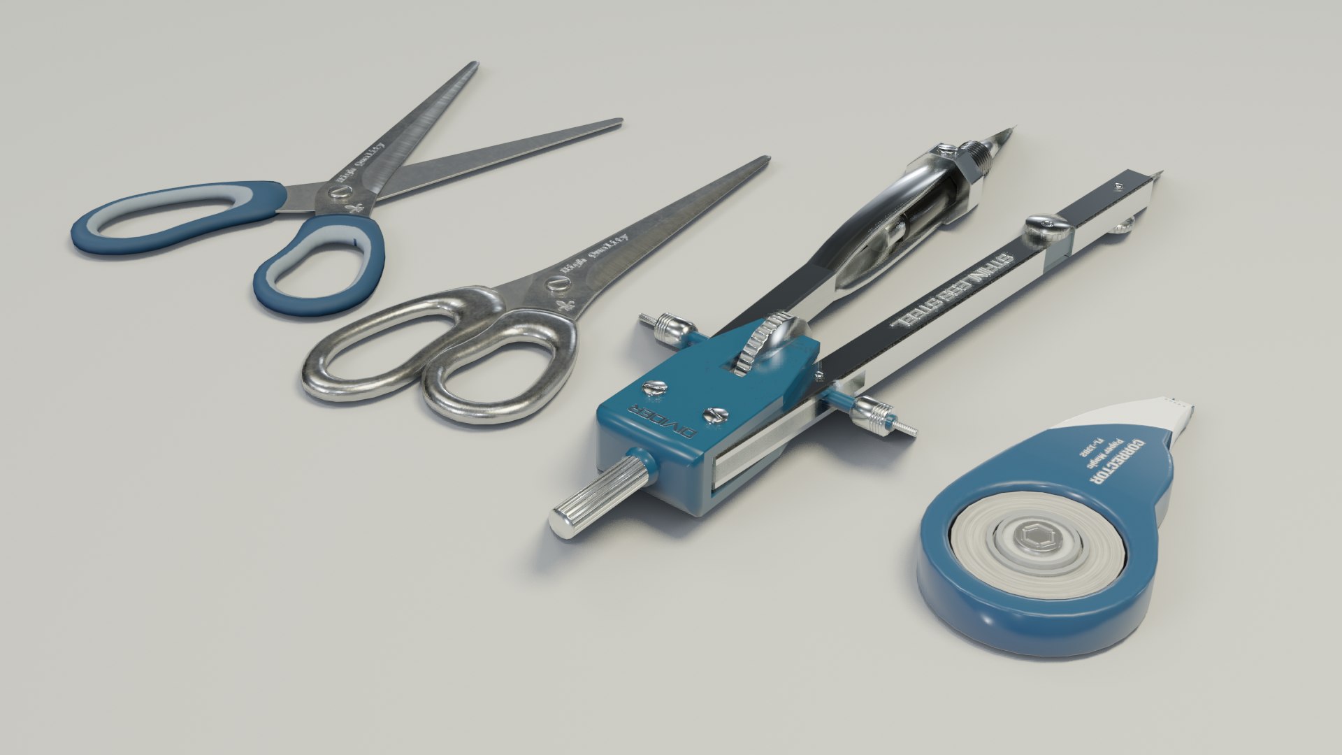 Scissors divider pen corrector 3D - TurboSquid 1492108