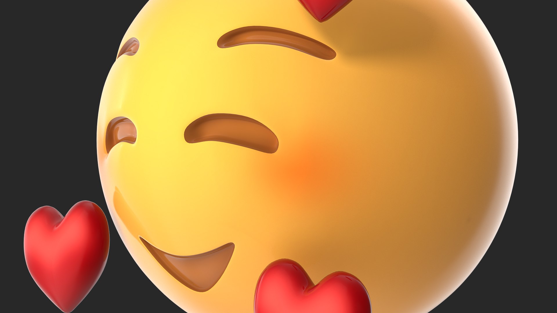 3D Smile Emoji Hearts - TurboSquid 1534685