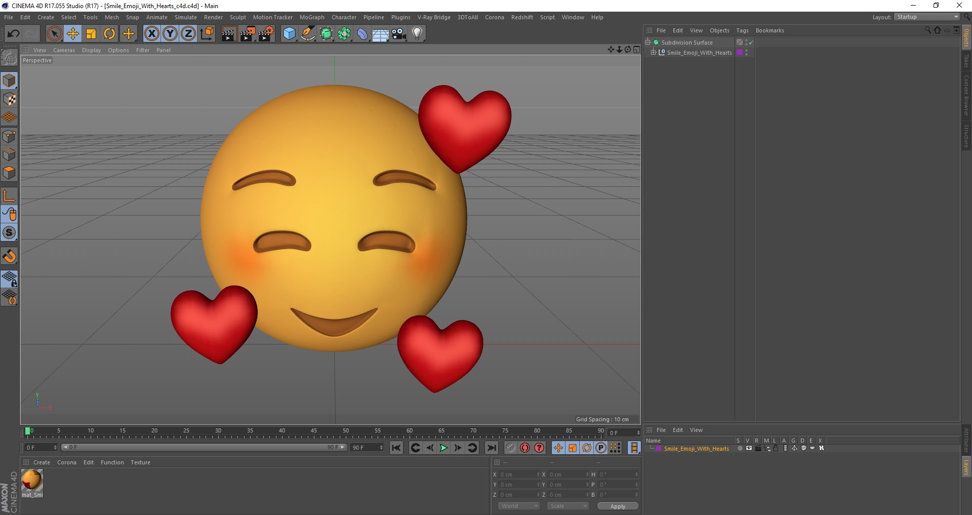 3D Smile Emoji Hearts - TurboSquid 1534685