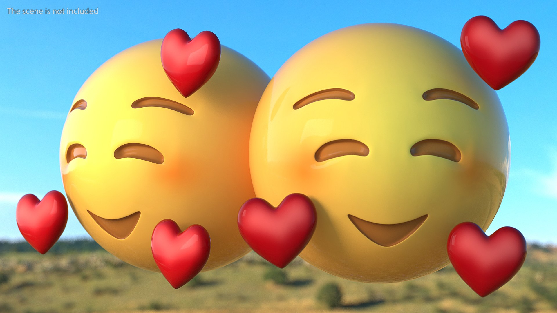 3D smile emoji hearts - TurboSquid 1534685