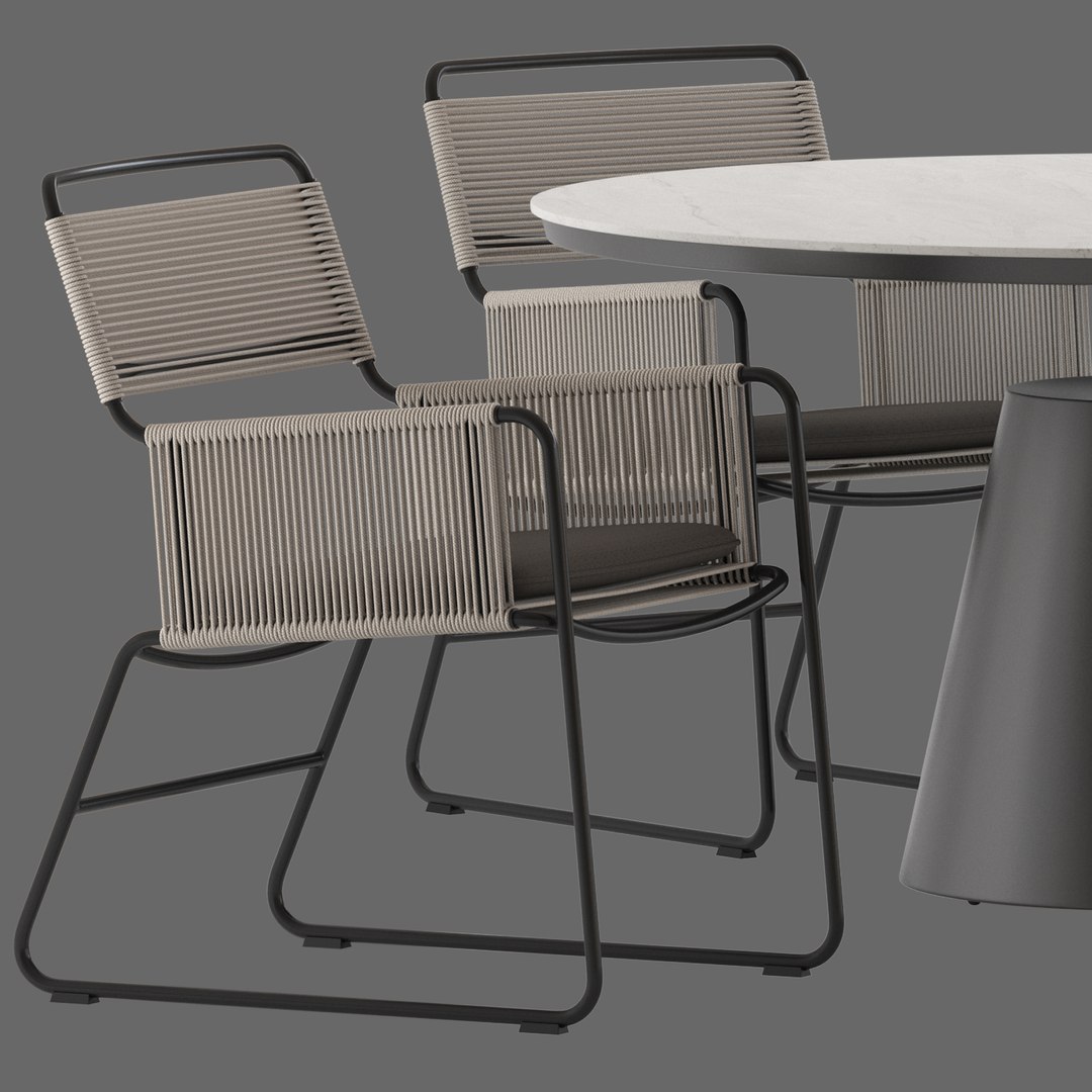 Coco Republic Milan Chair and Polo Table 3D model - TurboSquid 2166854