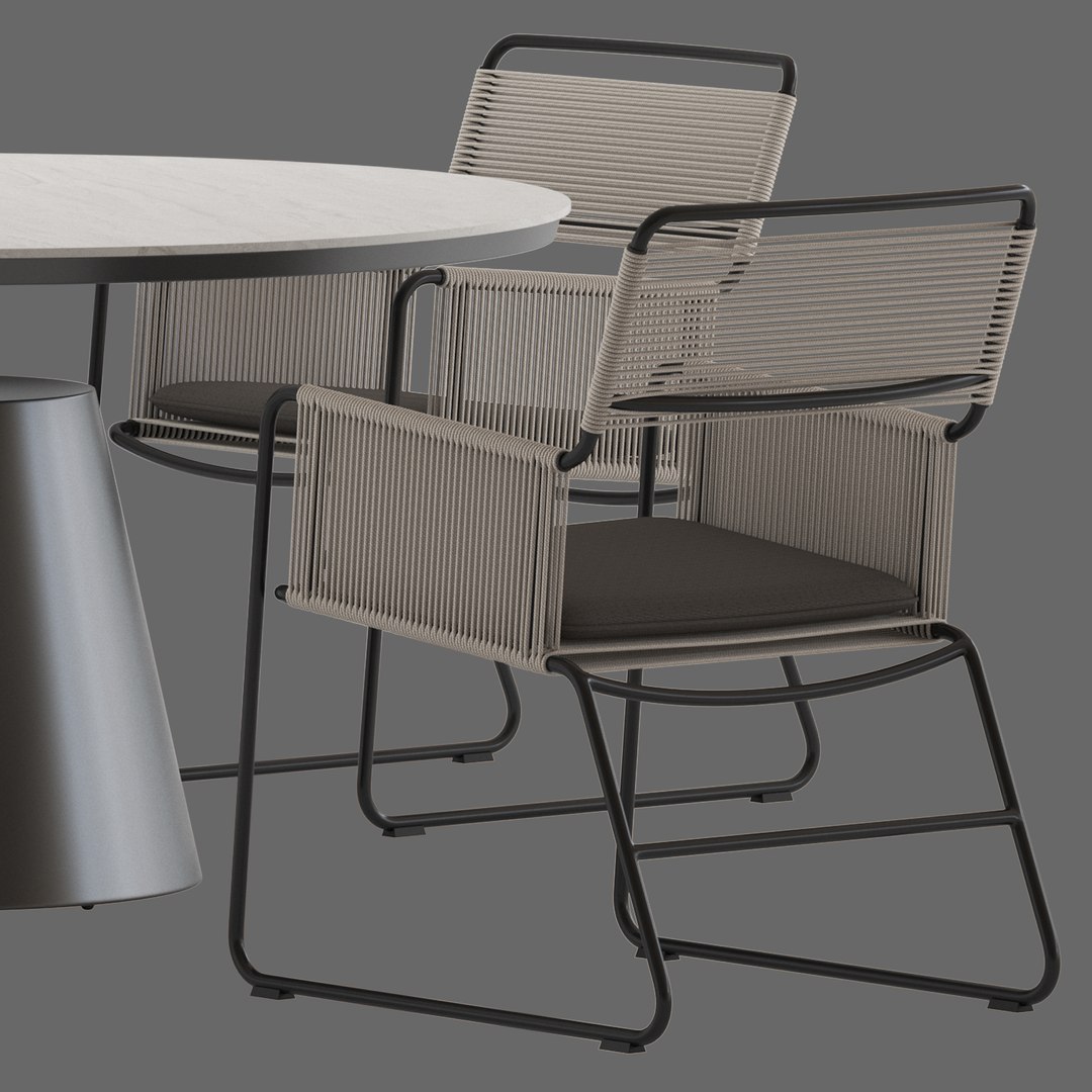 Coco Republic Milan Chair and Polo Table 3D model - TurboSquid 2166854