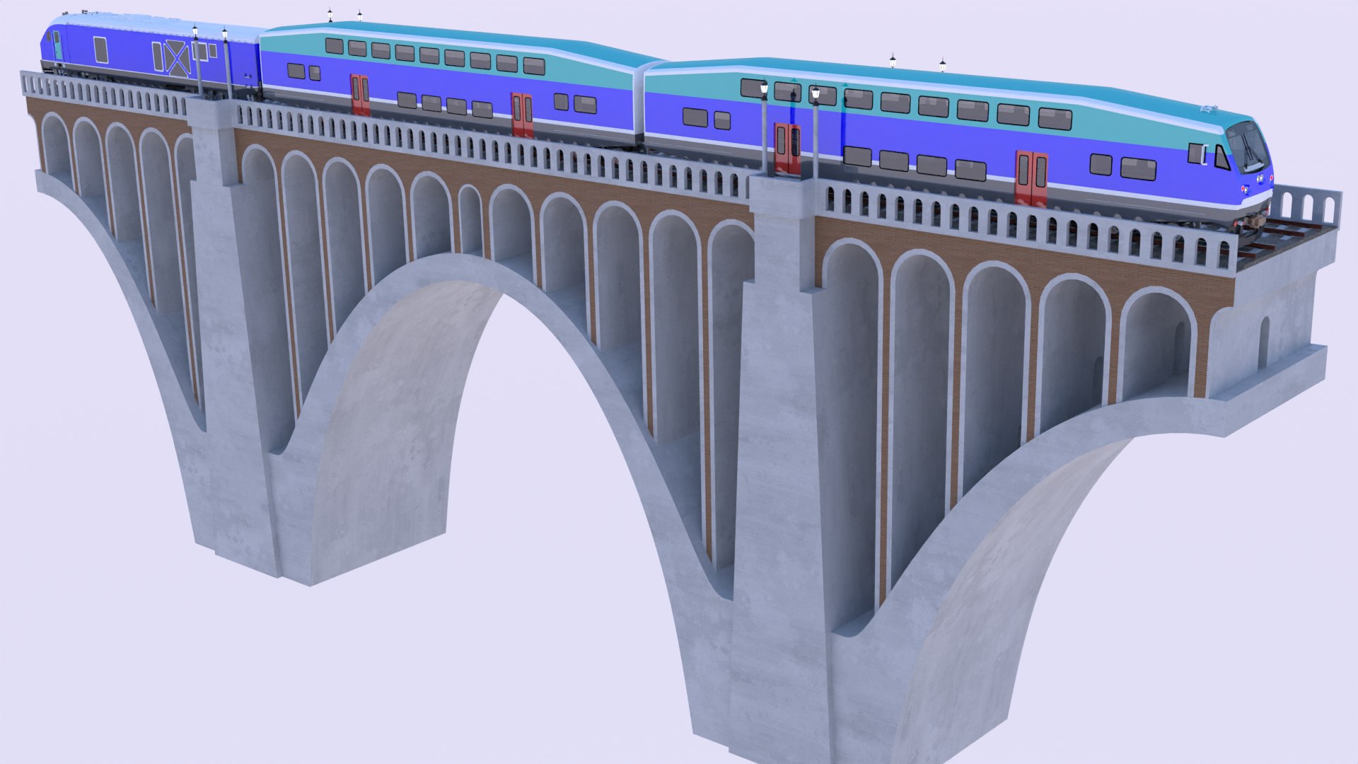 American Trains On Viaduct Bundle 3D Model - TurboSquid 2378085