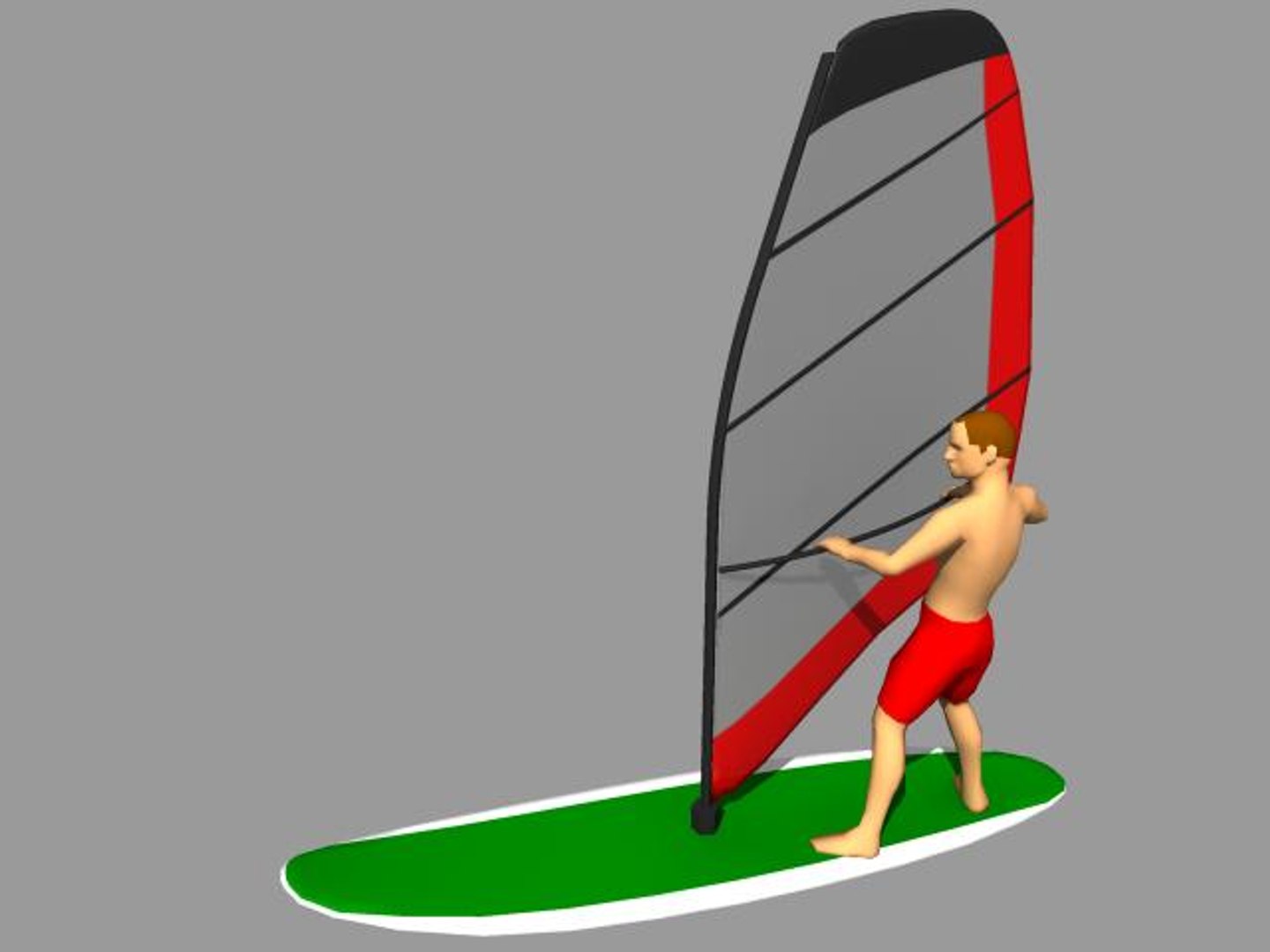 Windsurf Rigged Character 3d Model