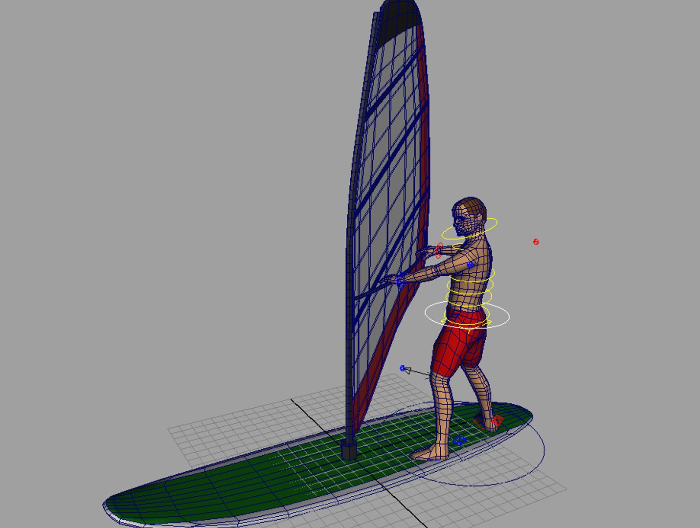 Windsurf Rigged Character 3d Model