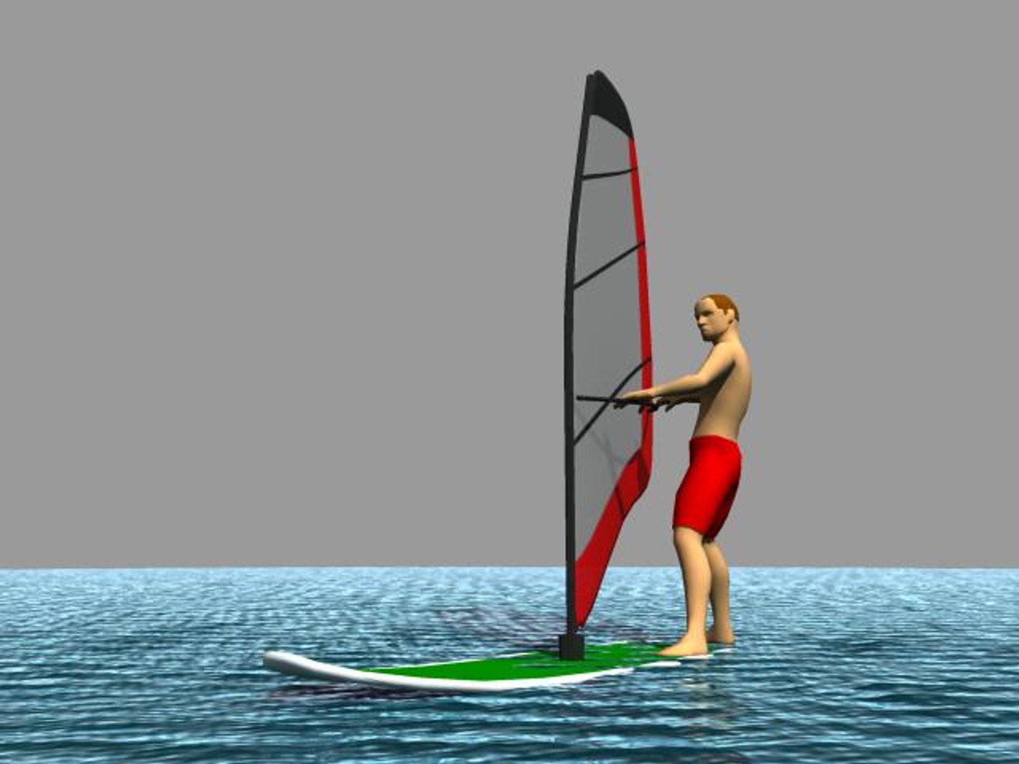 Windsurf Rigged Character 3d Model