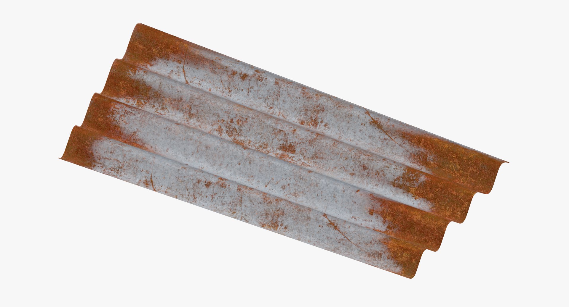3d Corrugated Metal Sheets Rusted